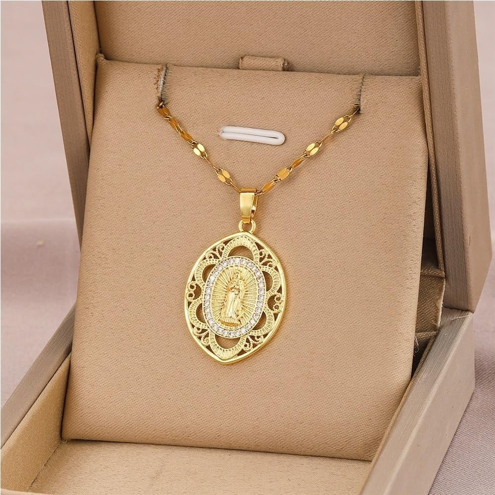 Holy Virgin Mary Flat Mariner Marina Necklaces Our Lady Virgen De Mary ...