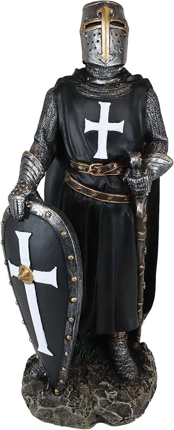 Holy Wars English Black Cloaked Crusader of The Cross with Sword Shield ...