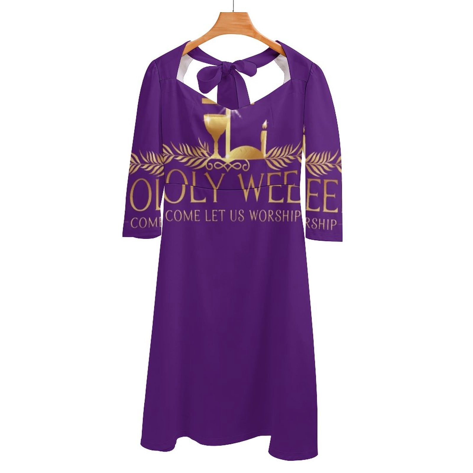 Holy Week Come Let Us Worship Back Lacing Backless Dress Square Neck ...