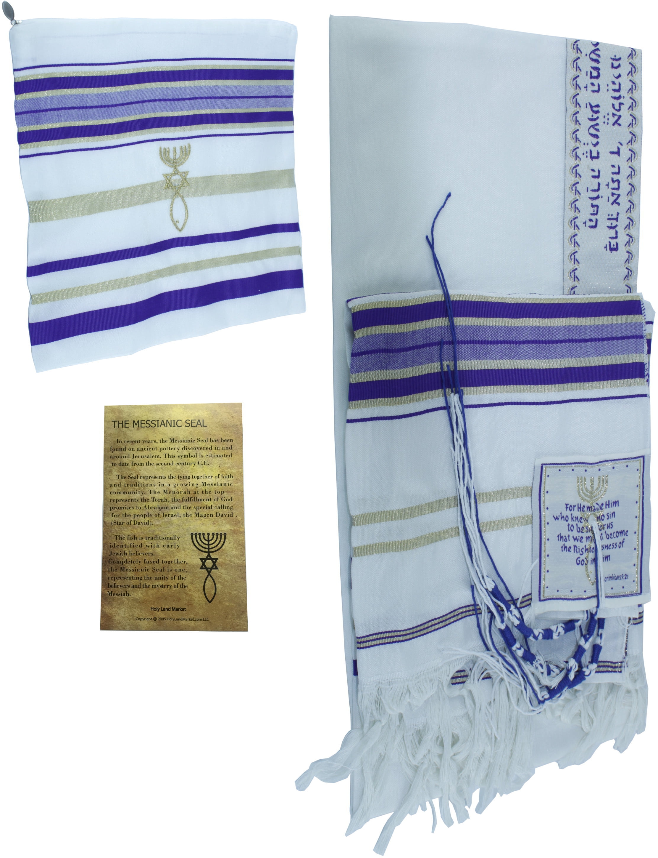 HolyLandMarket Mens Purple with Gold Messianic Shawl / Tallit - The ...