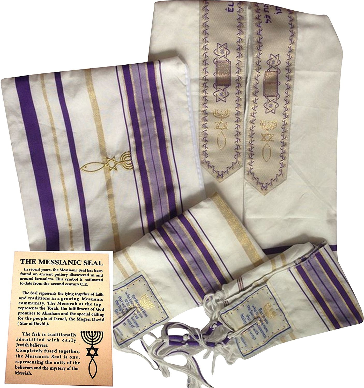 HolyLandMarket Mens Purple with Gold Messianic Shawl / Tallit - The ...