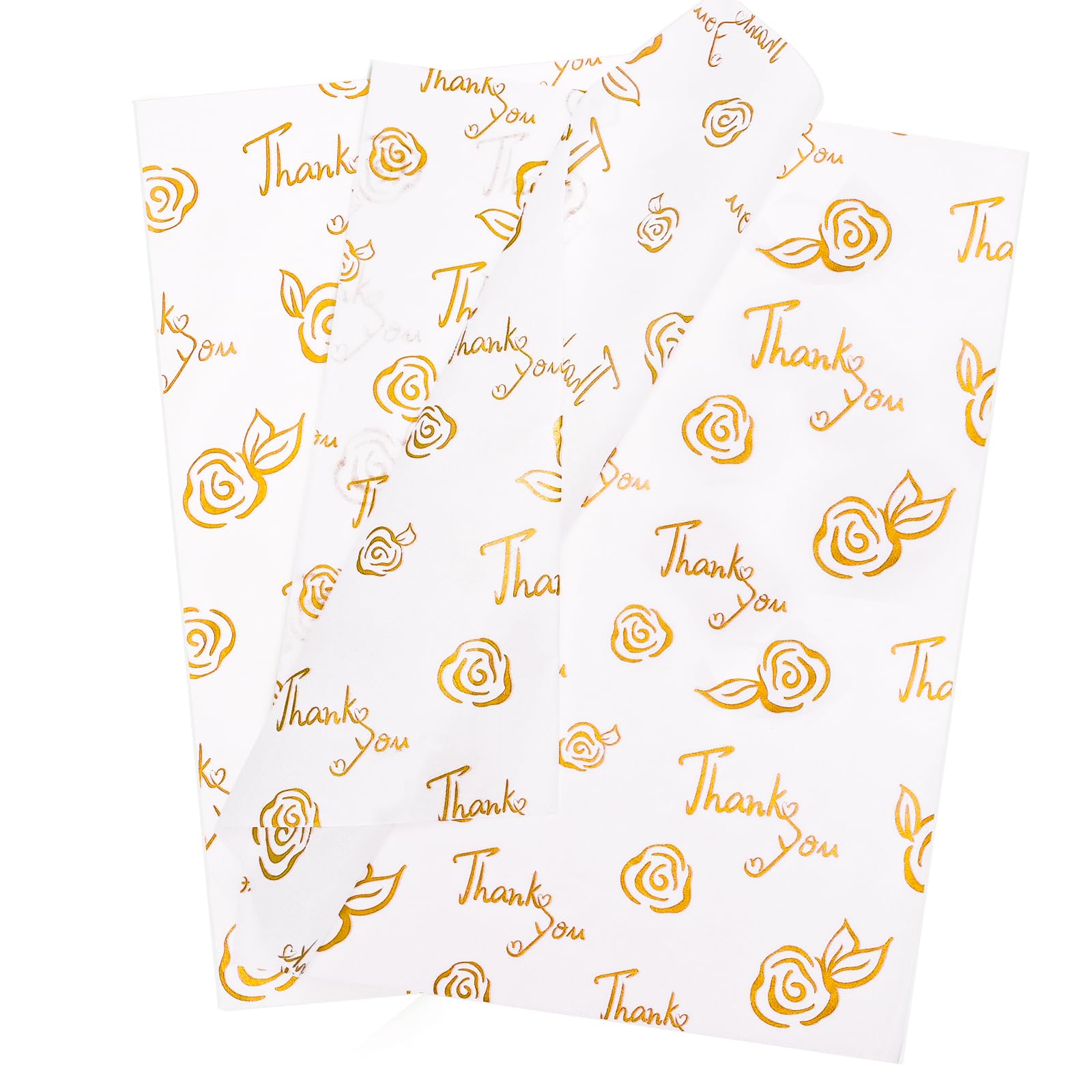 HolyMaji 50 Sheets Gold Thank You Tissue Paper 20 x 14 Metallic Gold ...