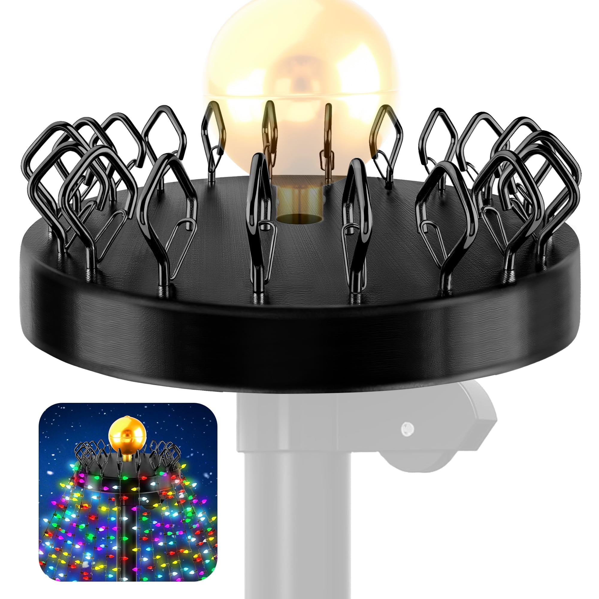 HolyMaji Christmas Tree Flag Pole Mega Topper Light Hook, Prelit ...