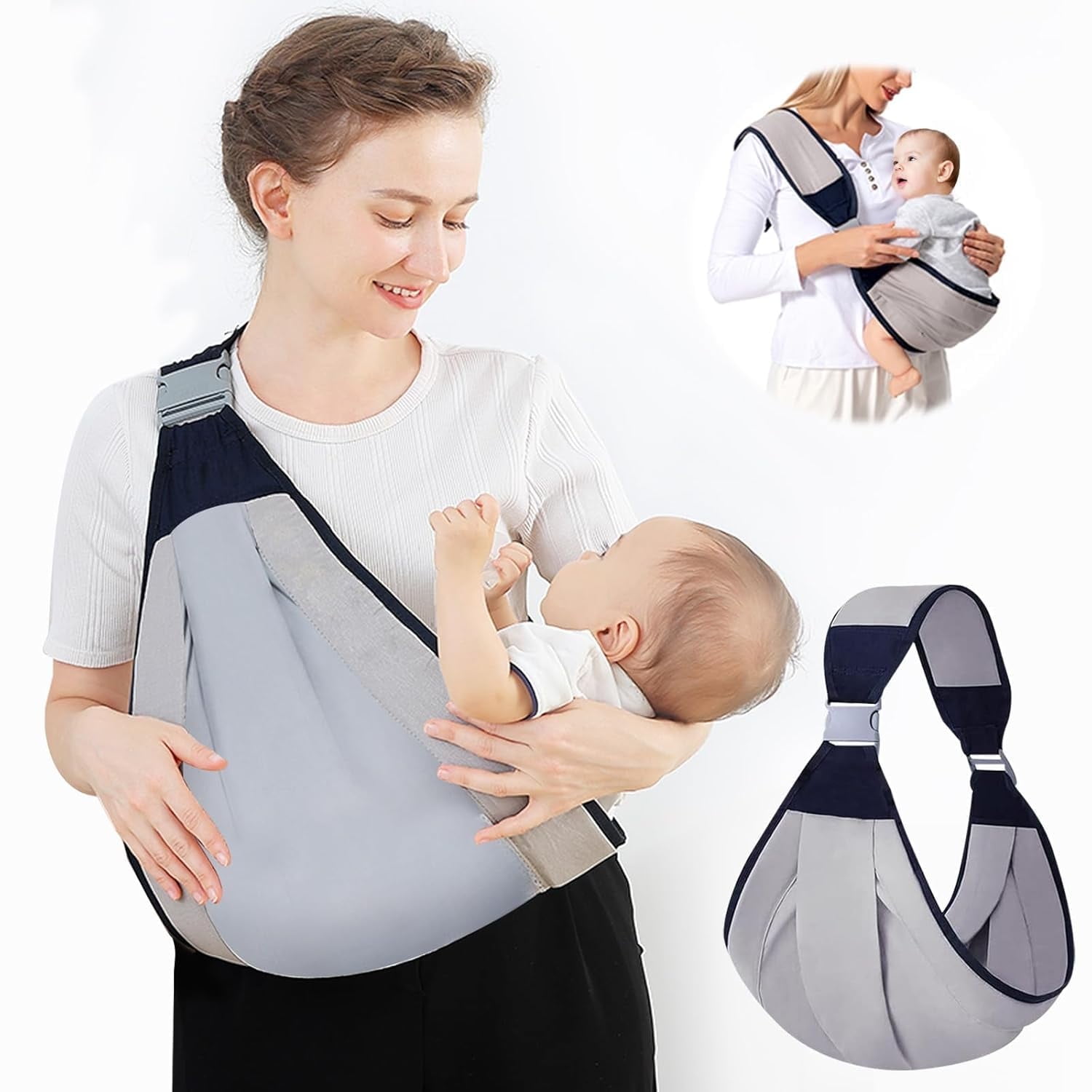Holytech Baby Sling Carrier, Adjustable Baby Holder Carrier, Baby Half Wrapped Sling Hip Carrier ...