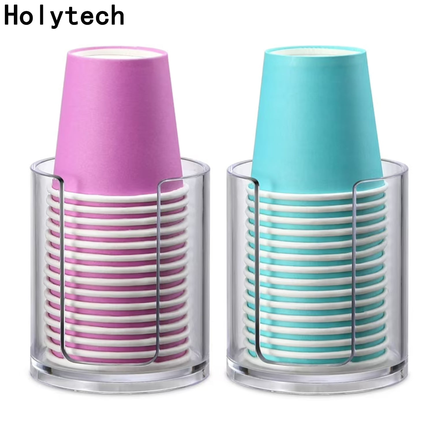 Holytech Bathroom Cup Dispenser, 2 Pack Mouthwash Cups Holder, Small ...