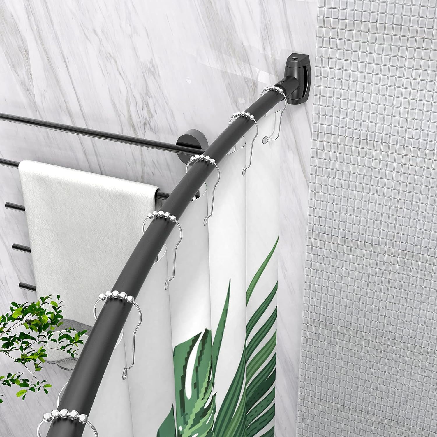 Holytech Curved Shower Curtain Rod, Aluminum Shower Rod Rustproof, Round shower curtain rod 48 ...