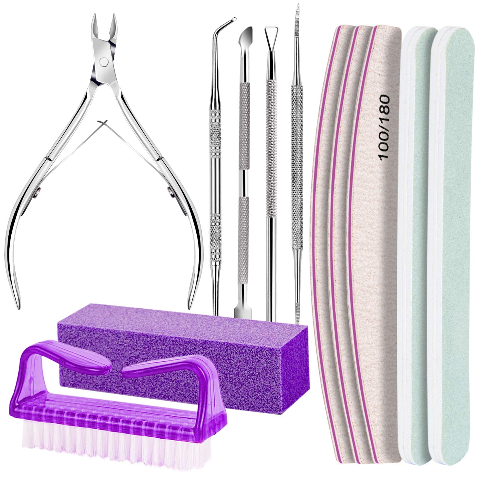 Holytech Manicure and Pedicure Tools Kit, Nail Files 100/180, Nail ...