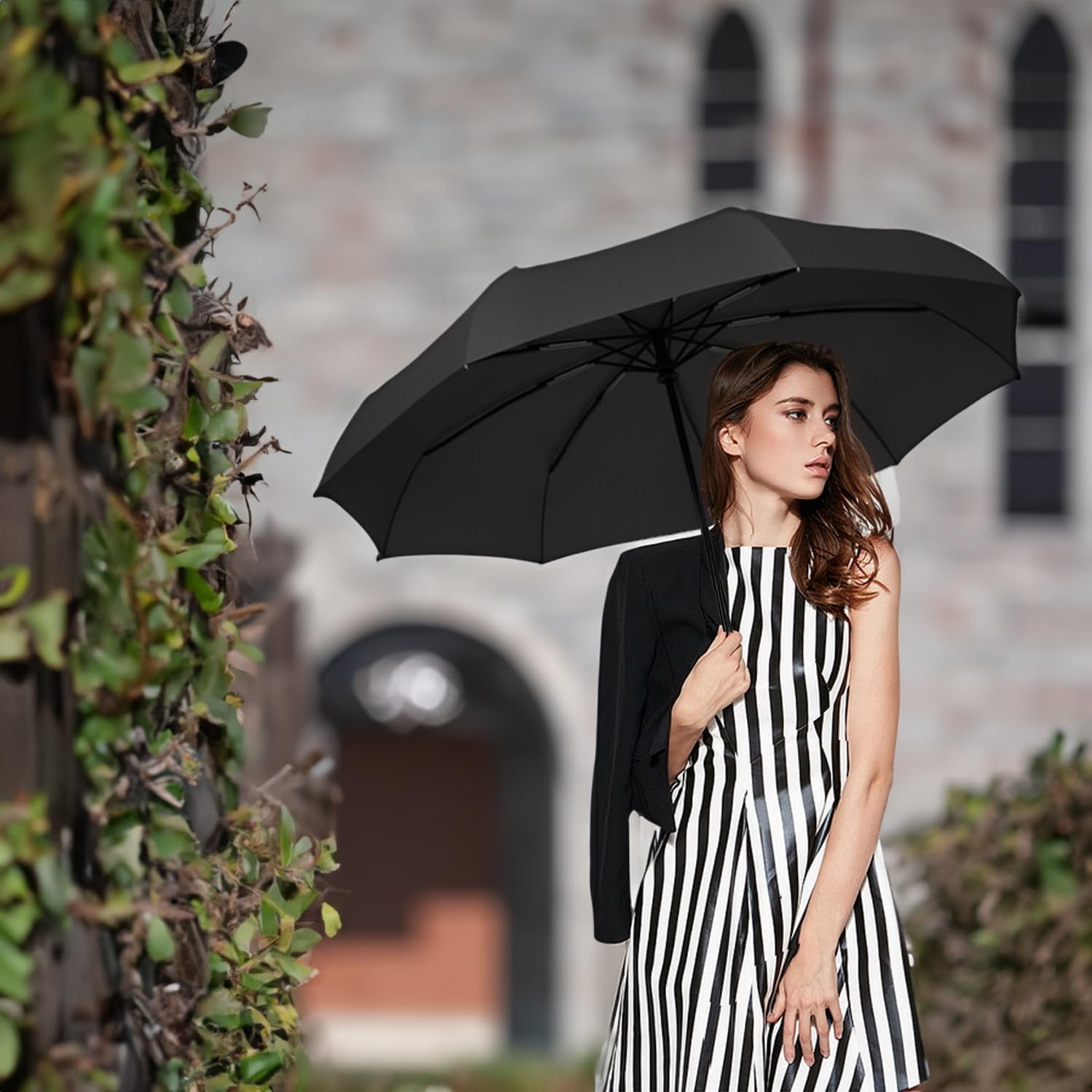 Holytech Windproof Travel Compact Umbrella-Automatic Umbrellas for Rain ...