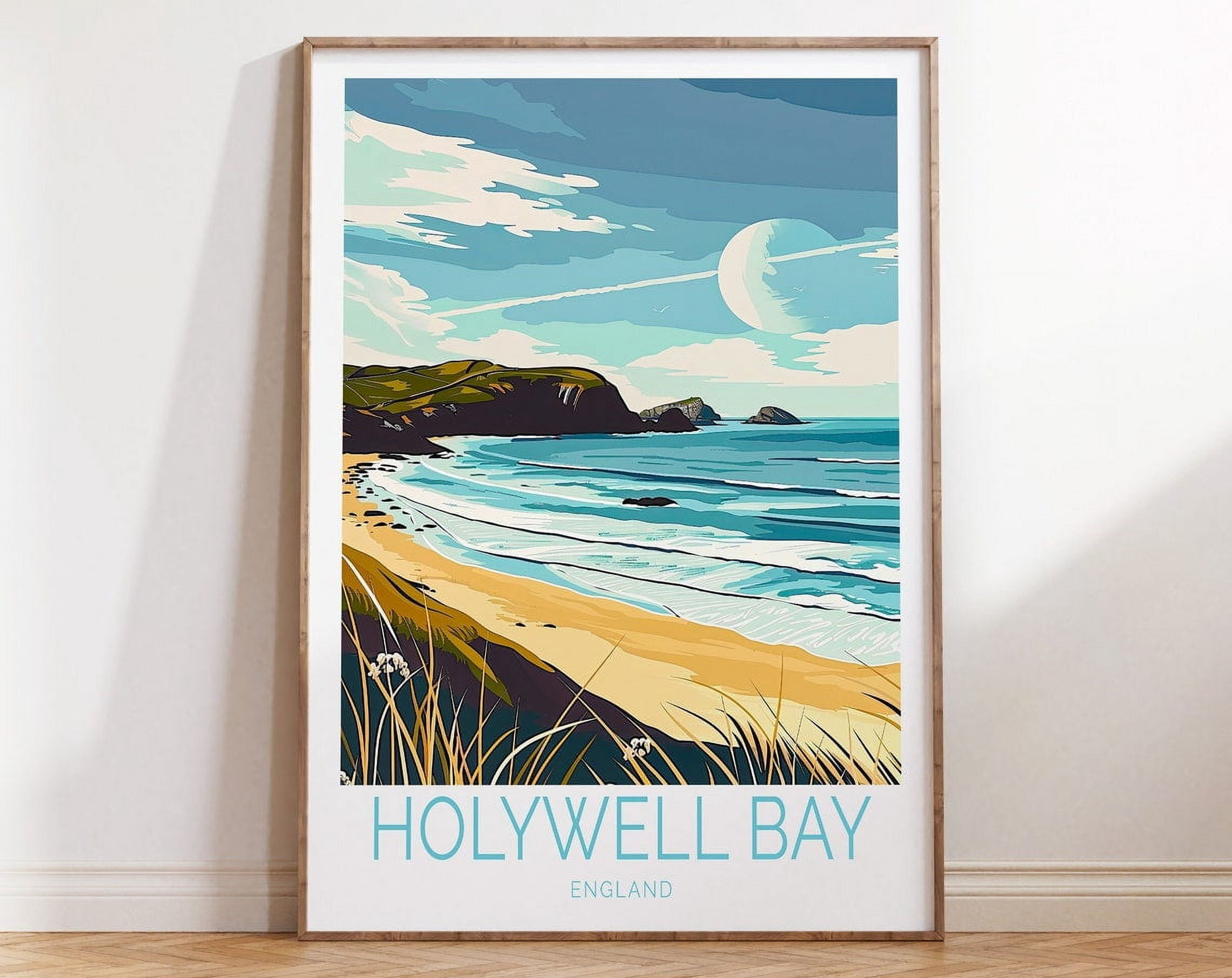 Holywell Bay England Poster, England Print, Holywell Bay Coastal Poster ...