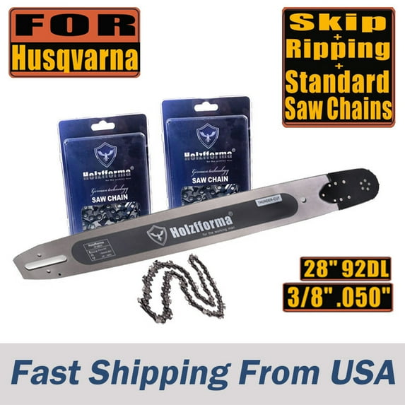 Holzfforma 28in 3/8 .050 92DL Bar Skip Ripping Saw Chain For Husqvarna Chainsaw - Walmart.com