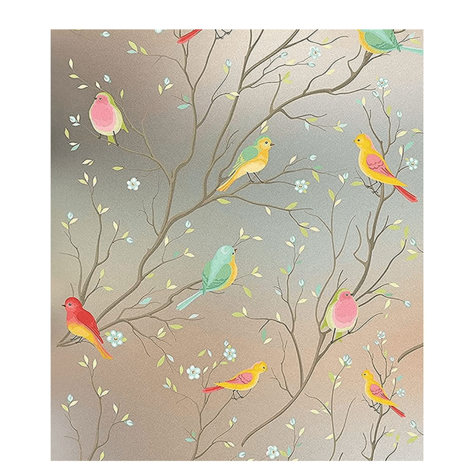 Holzkary 45cm X 100cm Colorful Bird Pattern Decorative Opaque Window ...
