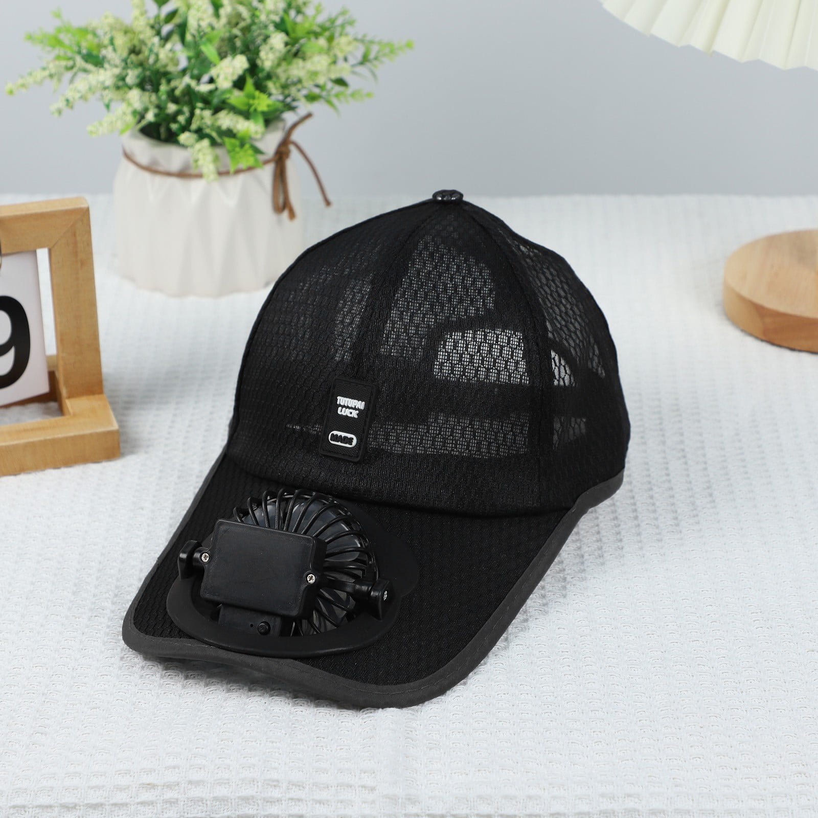 Holzkary Adults Mesh Baseball Cap Fishing Beach Hats with Fan, Summer Uv Protection Sun Wide ...