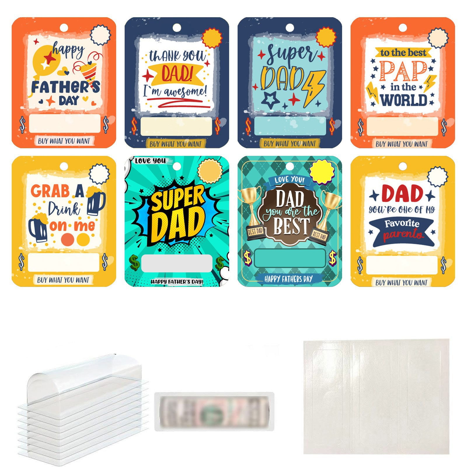 Holzkary Father's Day Humor Set 8 Father's Day Wallet Cards Decorative ...