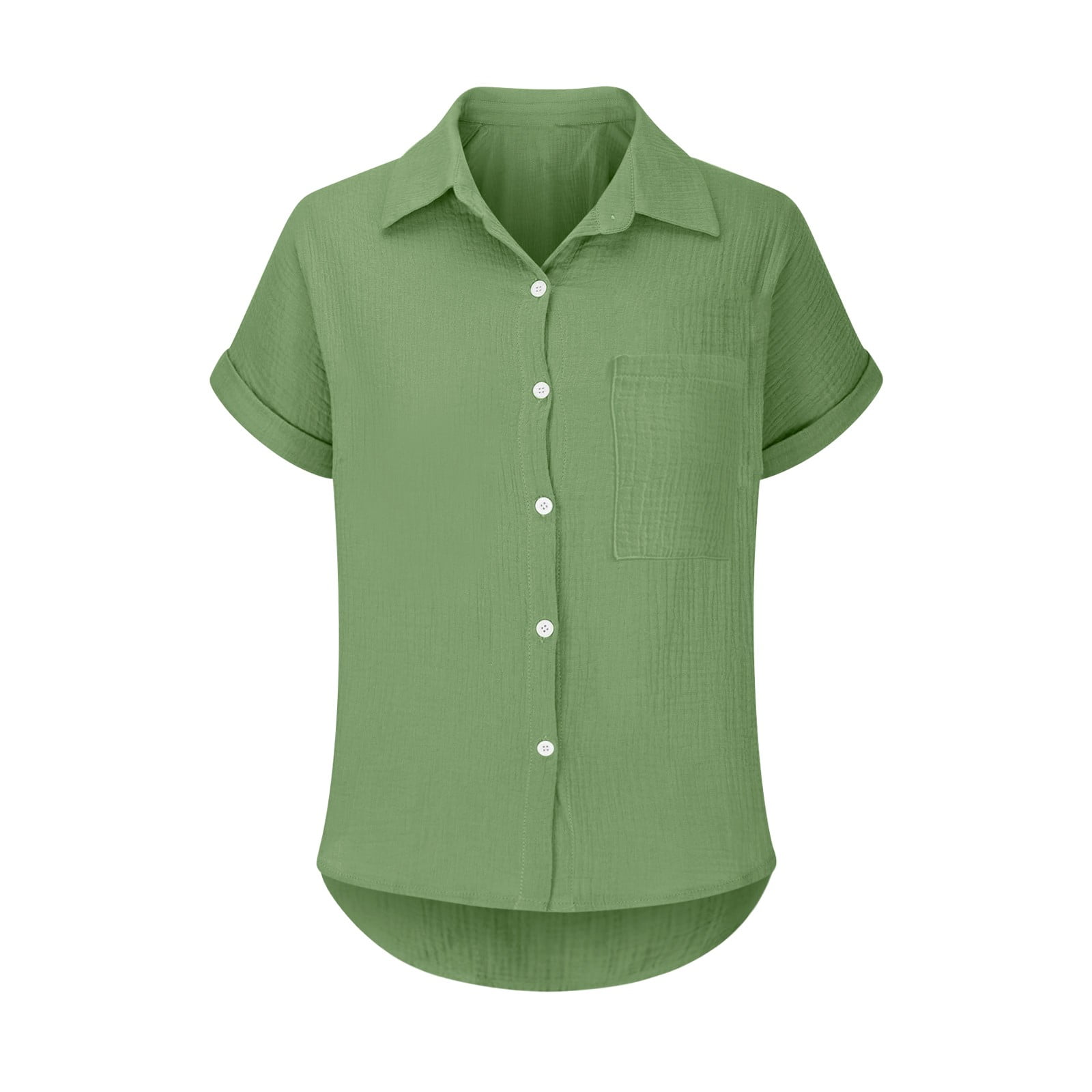 Holzkary Linen Shirts for Women Batwing Sleeve Pocket Patched Shirt ...