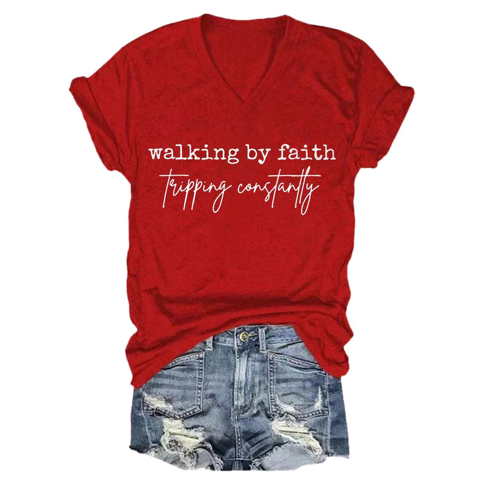 Holzkary Short Sleeve Shirts for Women Women's Walking By Tripping ...