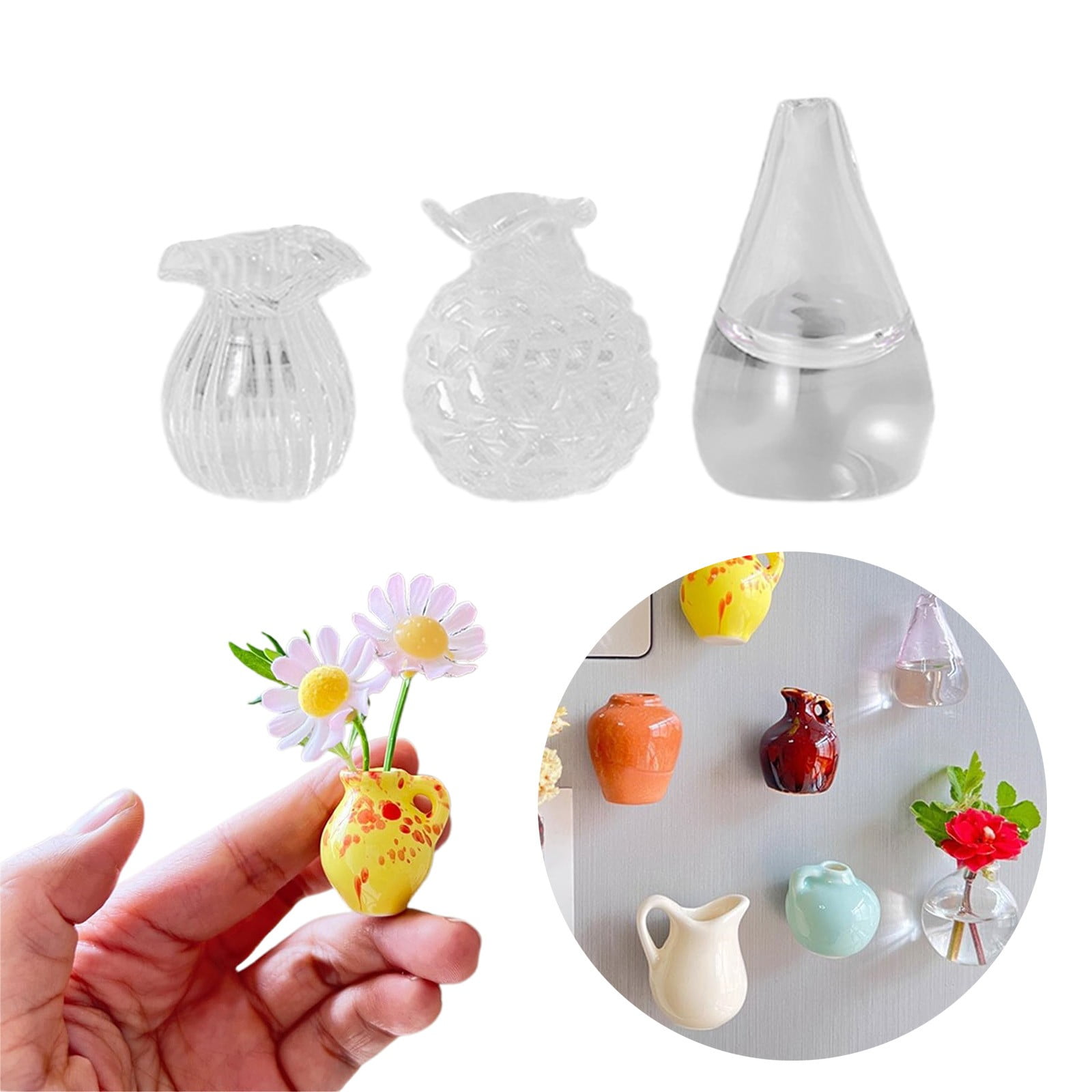 Holzkary Vase Ceramic Vase Refrigerator 3D Ceramic Flower Vase Cute ...