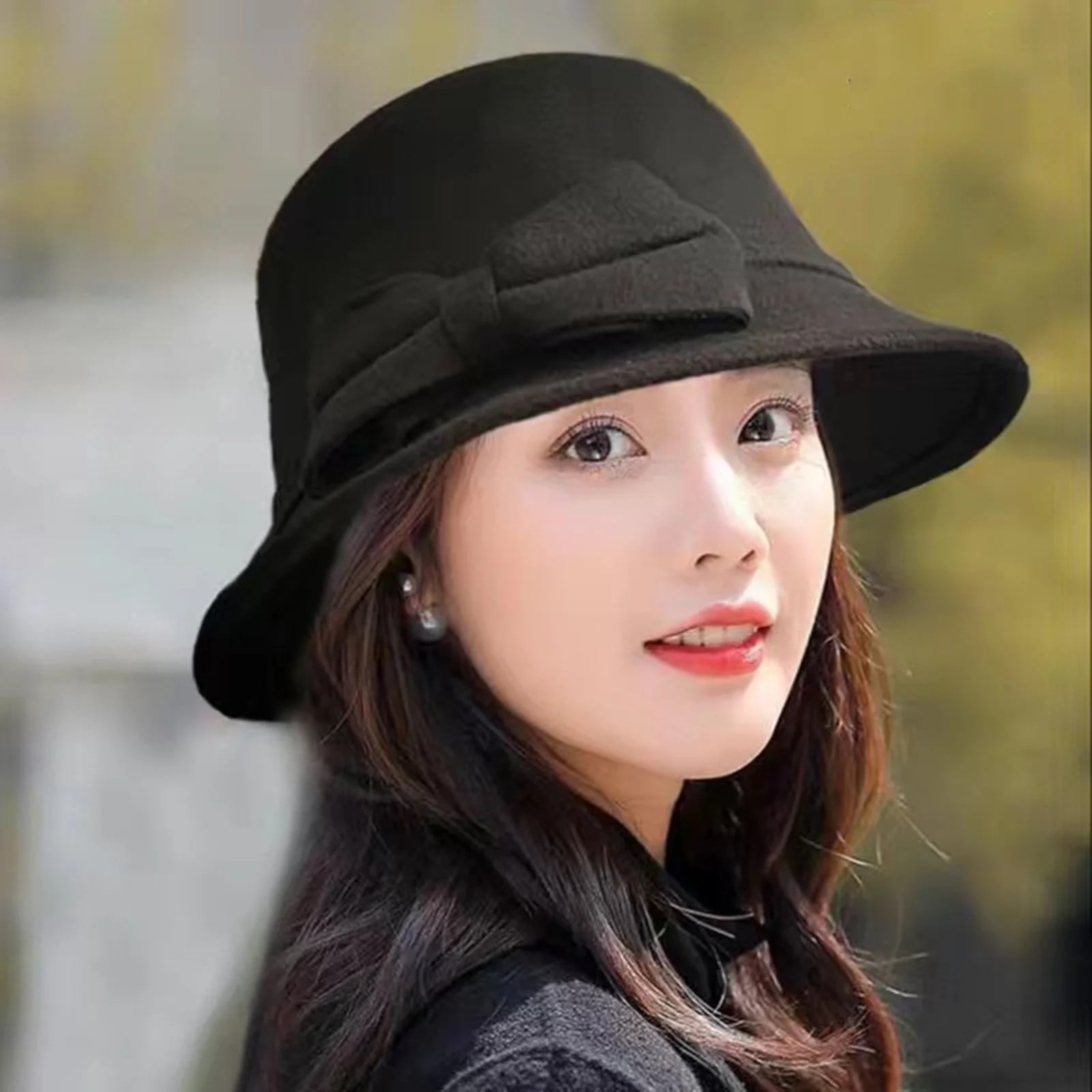 Holzkary Vintage Winter Warm Hats for Women Bowknot Pillbox Cap Ladies ...