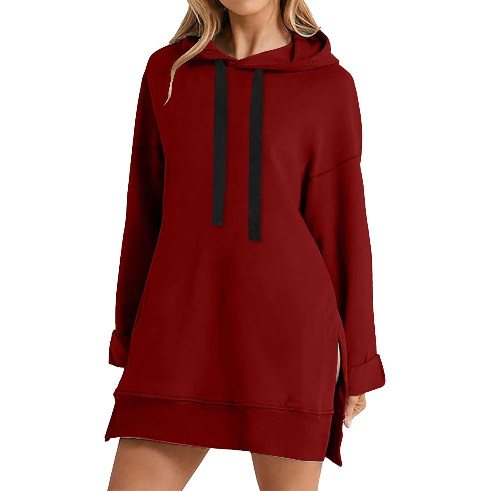 Holzkary Women's Oversized Casual Pullover Long Sleeve Split Hem ...
