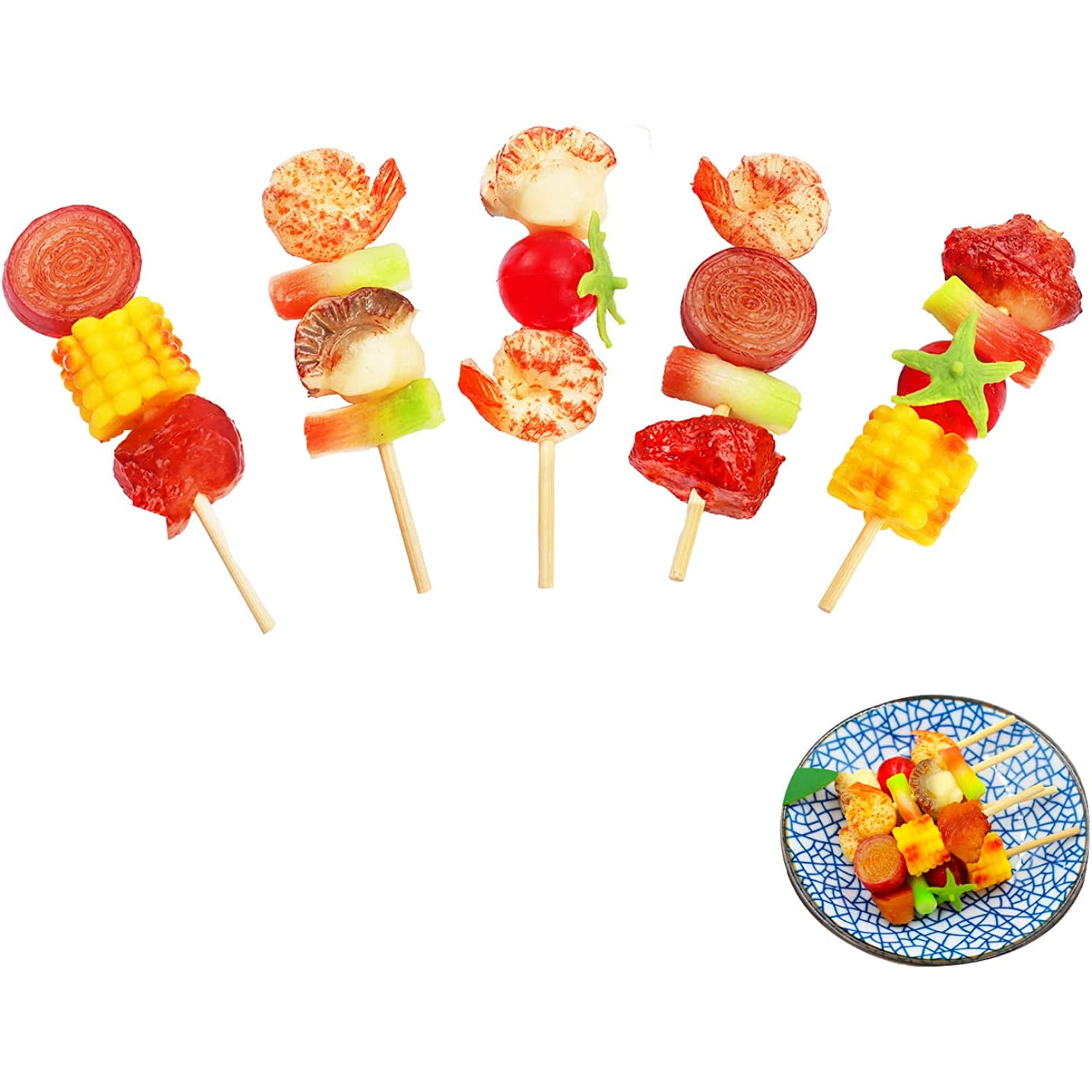 Holzlrgus 1：6 Scale Miniature Barbecue Food 5 Pcs Realistic Plastic ...