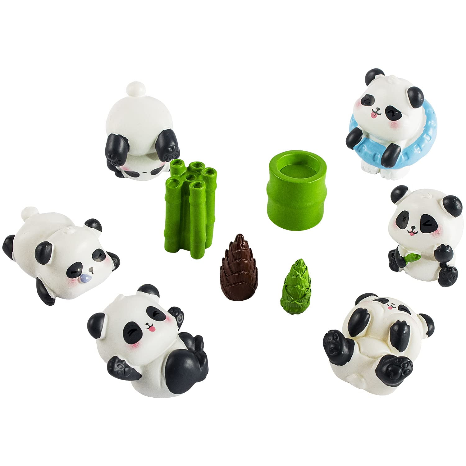 Holzlrgus 10 Pcs Mini Pandas - Bamboo Miniature Animal DIY Cake Topper ...
