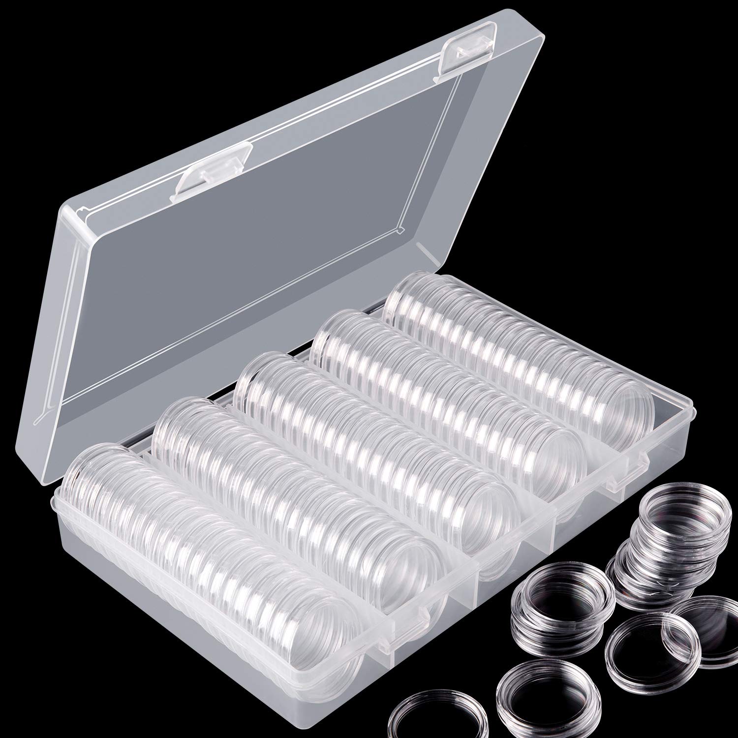 Holzlrgus 100 Pieces 25 mm Coin Capsules Holder with Plastic Storage ...
