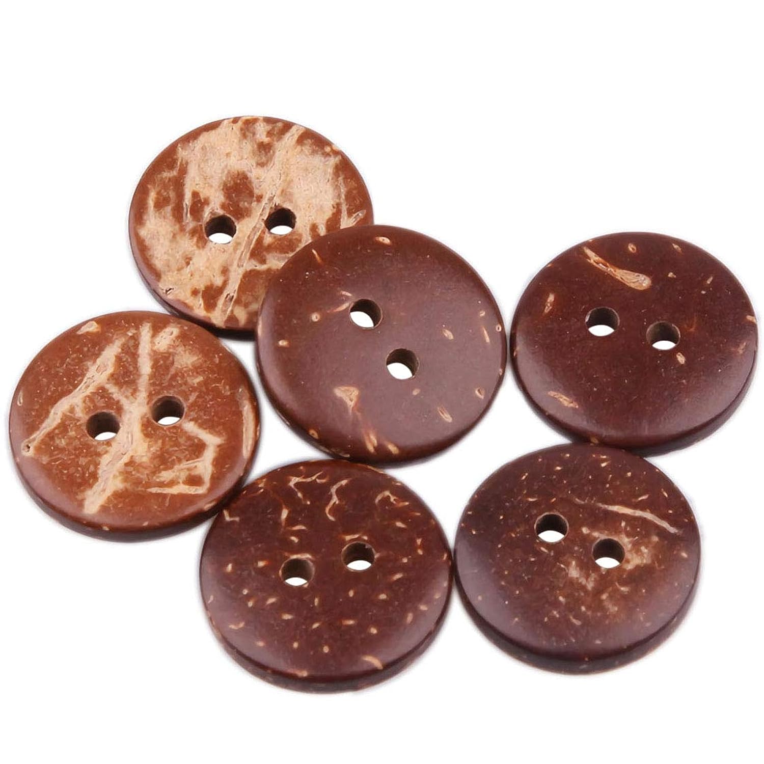 Holzlrgus 100 Pieces 25mm Coconut Shell Buttons 2 Hole Natural Brown ...