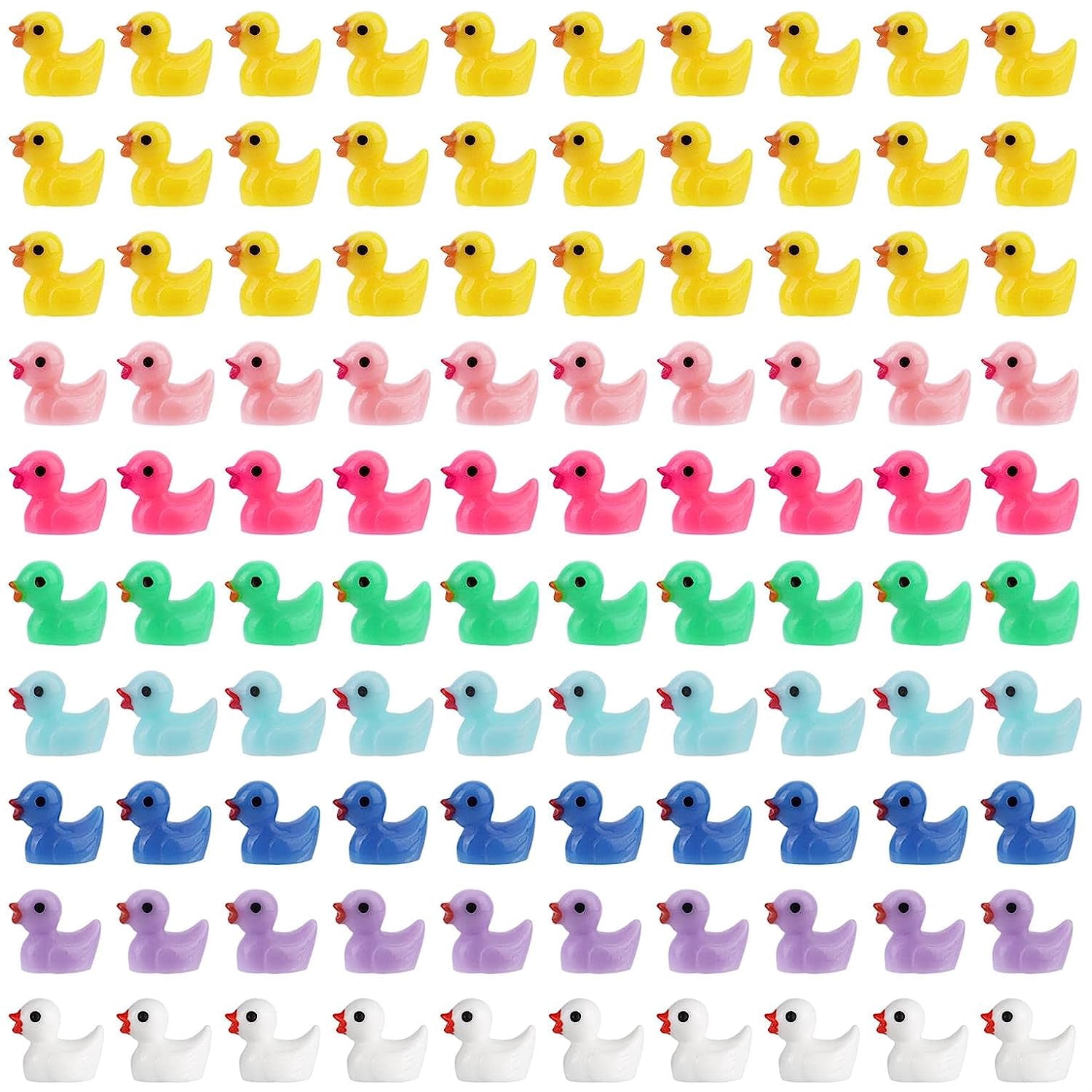 Holzlrgus 100pcs Mini Resin Ducks for Crafts, Tiny Ducks Miniature ...