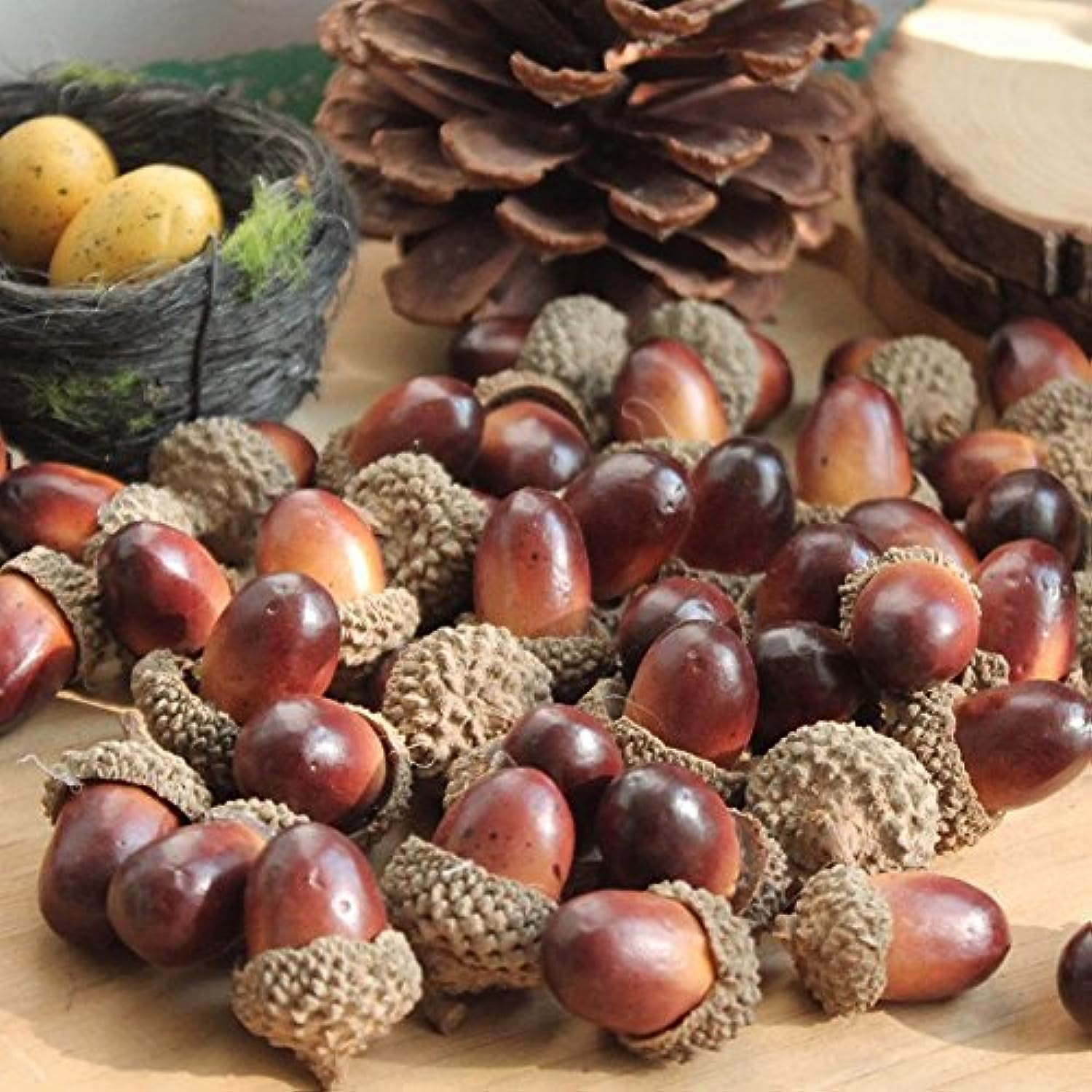 Holzlrgus 100pcs Simulation Artificial Lifelike Small Acorn with ...