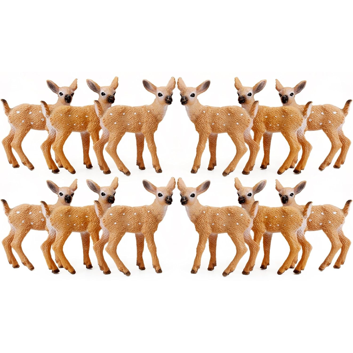 Holzlrgus 12 Pcs Deer Toy Figurines - Cake Toppers, Small Woodland Fawn ...