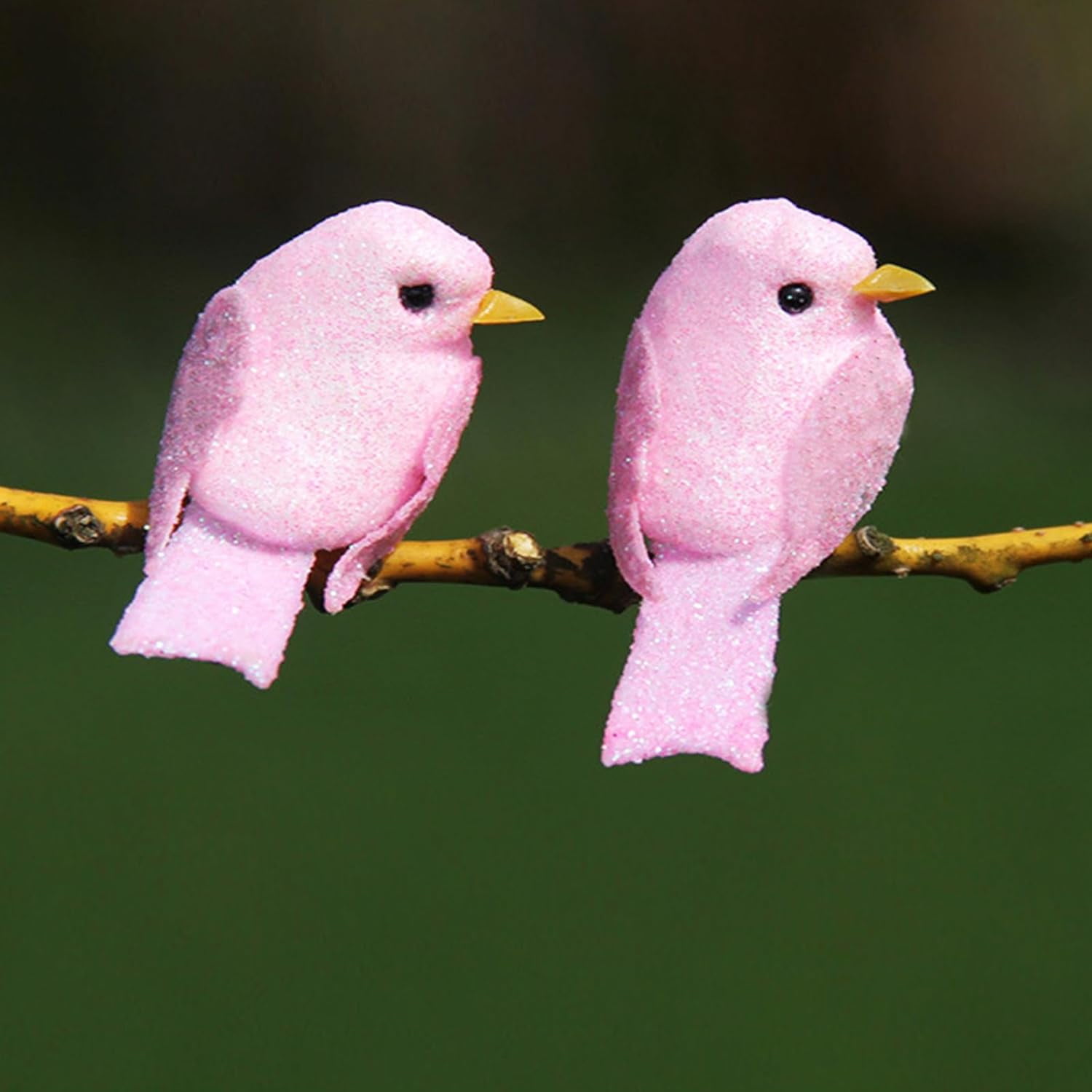 Holzlrgus 12pcs Tiny Pink Glitter Artificial Foam Birds 2" Mini Clip on ...