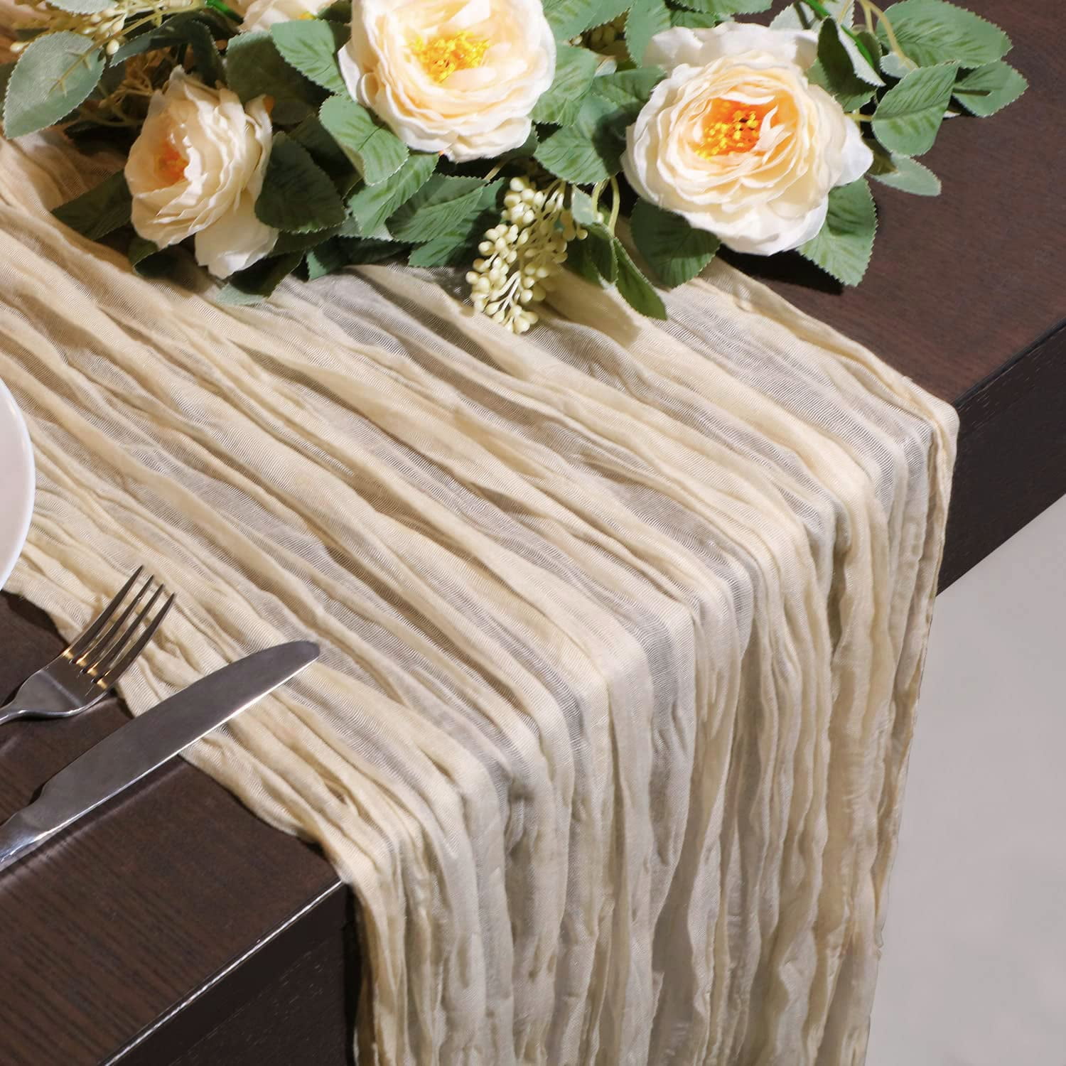 Holzlrgus 13Ft Cream Cheesecloth Table Runner, 160inch Long Cheese ...