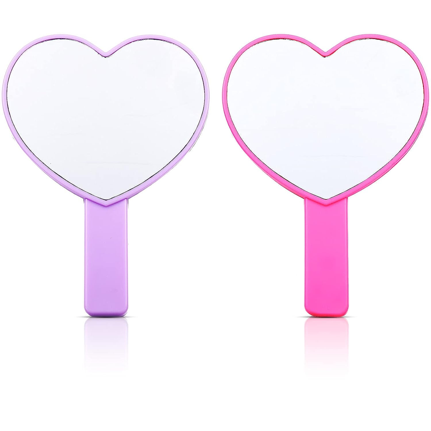 Holzlrgus 2 Pieces Heart-Shaped Handheld Mirrors Travel Makeup Mirrors ...