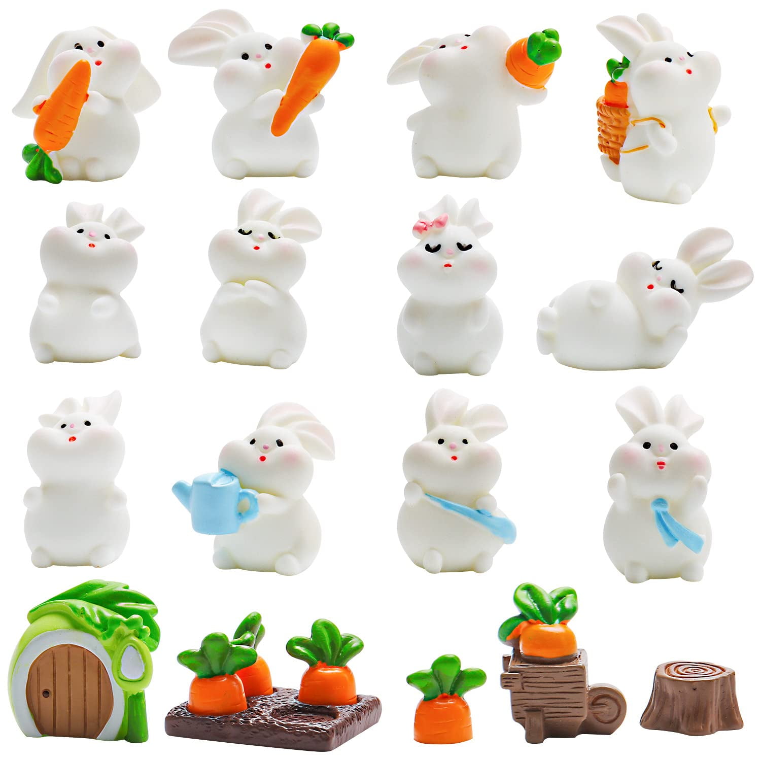Holzlrgus 20 Pcs Cute Carrot Fat Rabbits Miniature Figurines Fairy ...