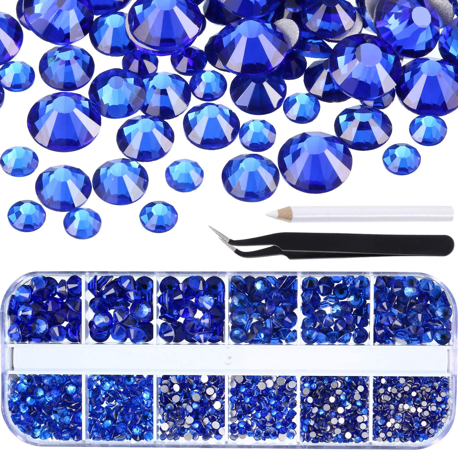 Holzlrgus 2000 Pieces Flat Back Gems Round Crystal Rhinestones 6 Sizes ...