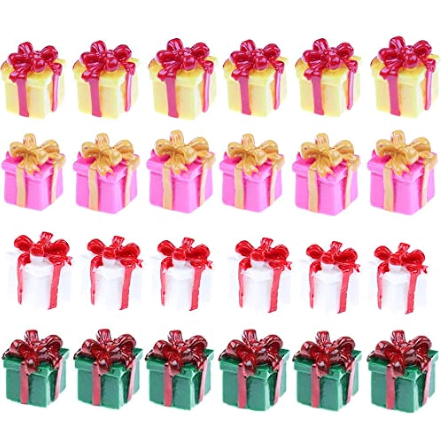 Holzlrgus 24Pieces Mini Gift Box Christmas Ornaments Green Yellow Pink ...