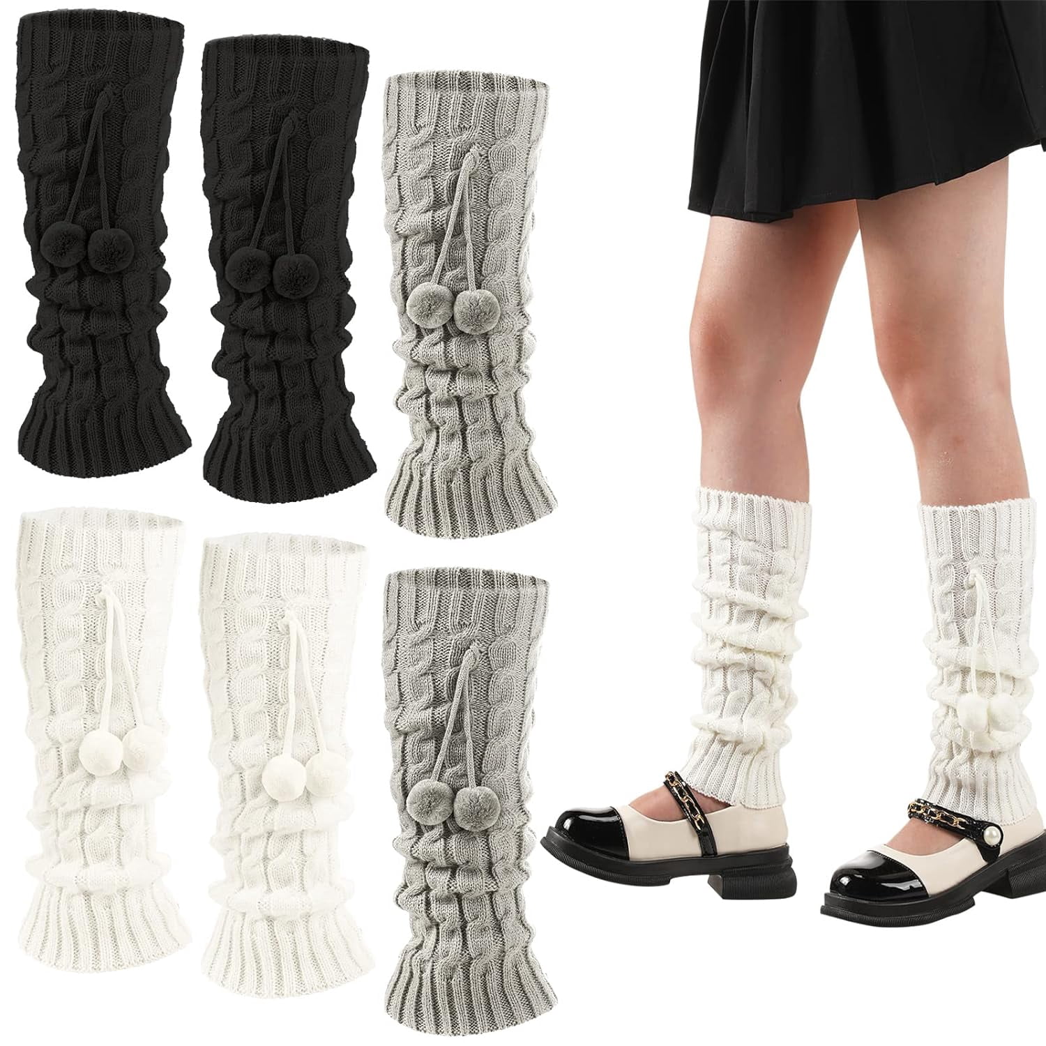 Holzlrgus 3 Pairs Kawaii Leg Warmers Knitted Leg Warmers Japanese Style ...