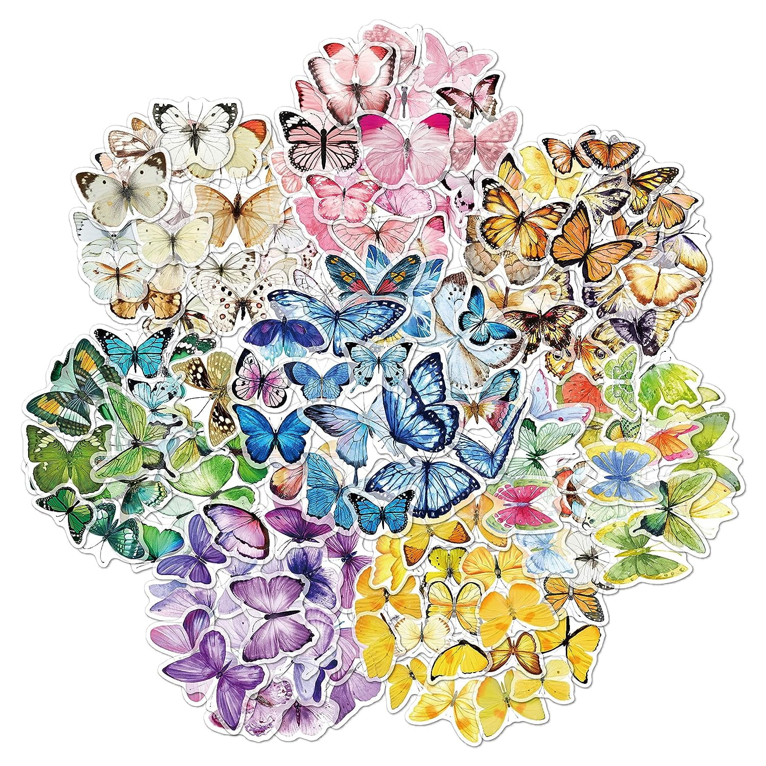 Holzlrgus 320 Pieces Transparent Butterfly Stickers Set 8 Styles ...