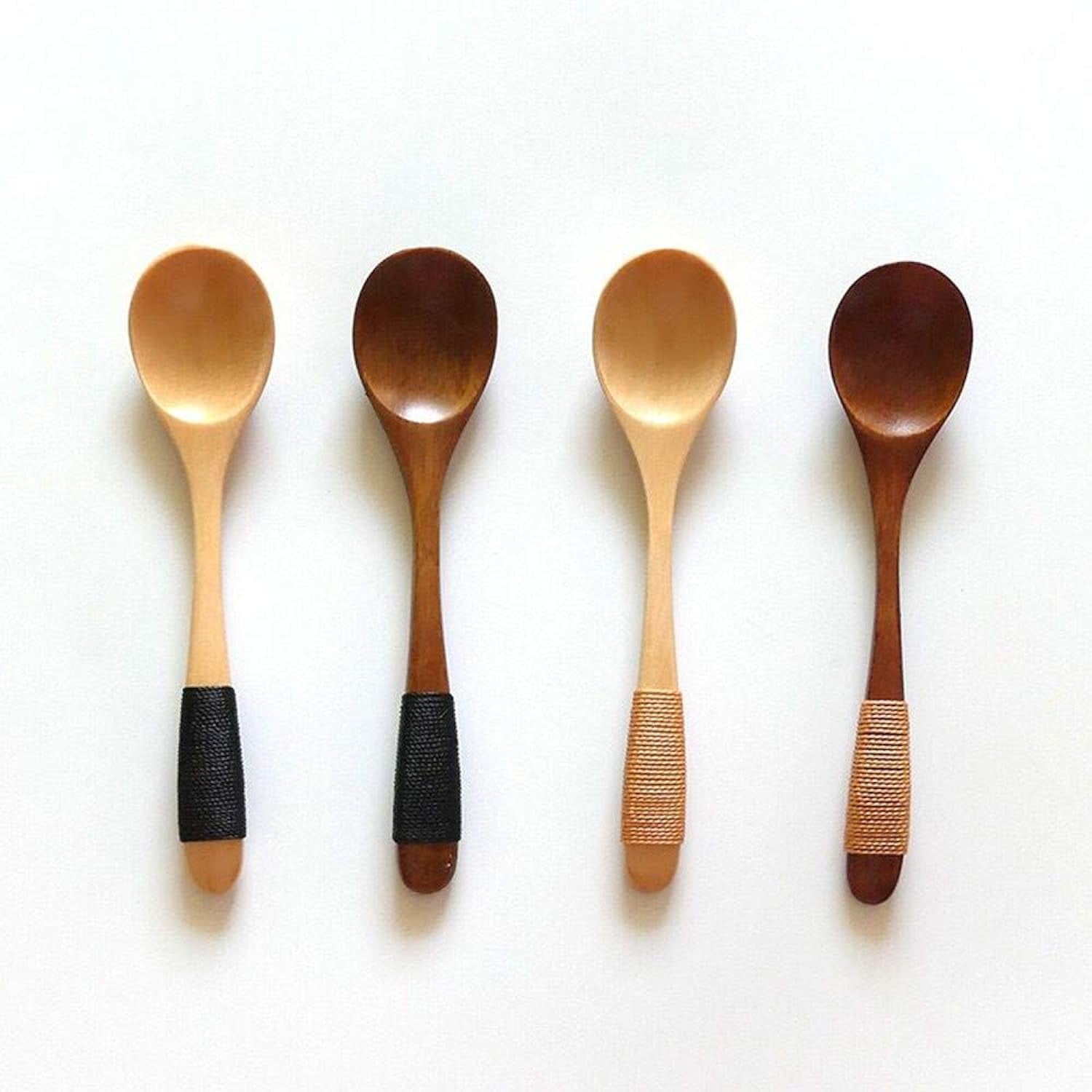 Holzlrgus 4 Pcs Mini Wooden Spoons, Wood Soup Spoons for Eating Mixing ...