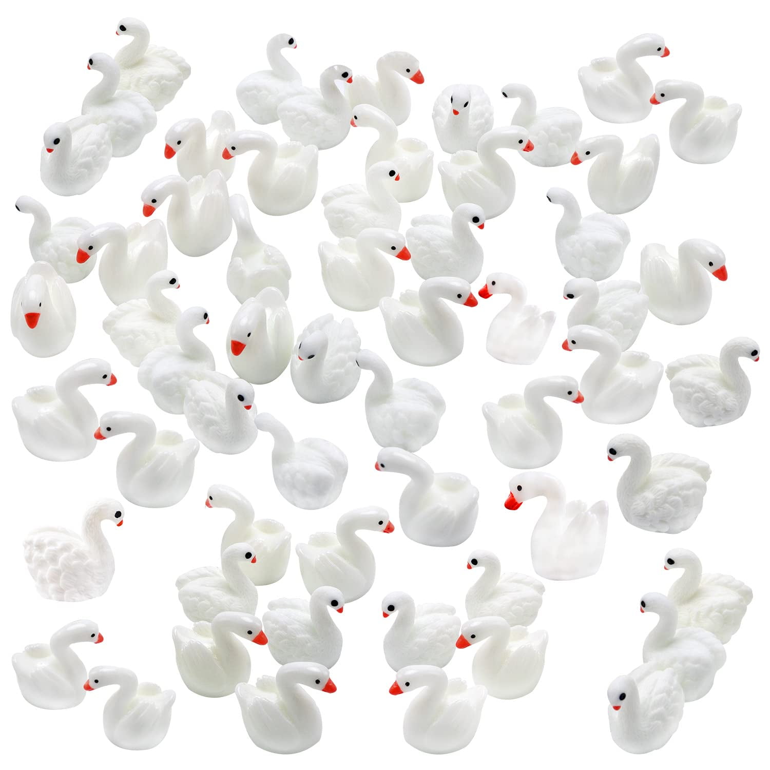 Holzlrgus 40 Pcs Resin Swan Figurines Procelain Swan Miniature ...