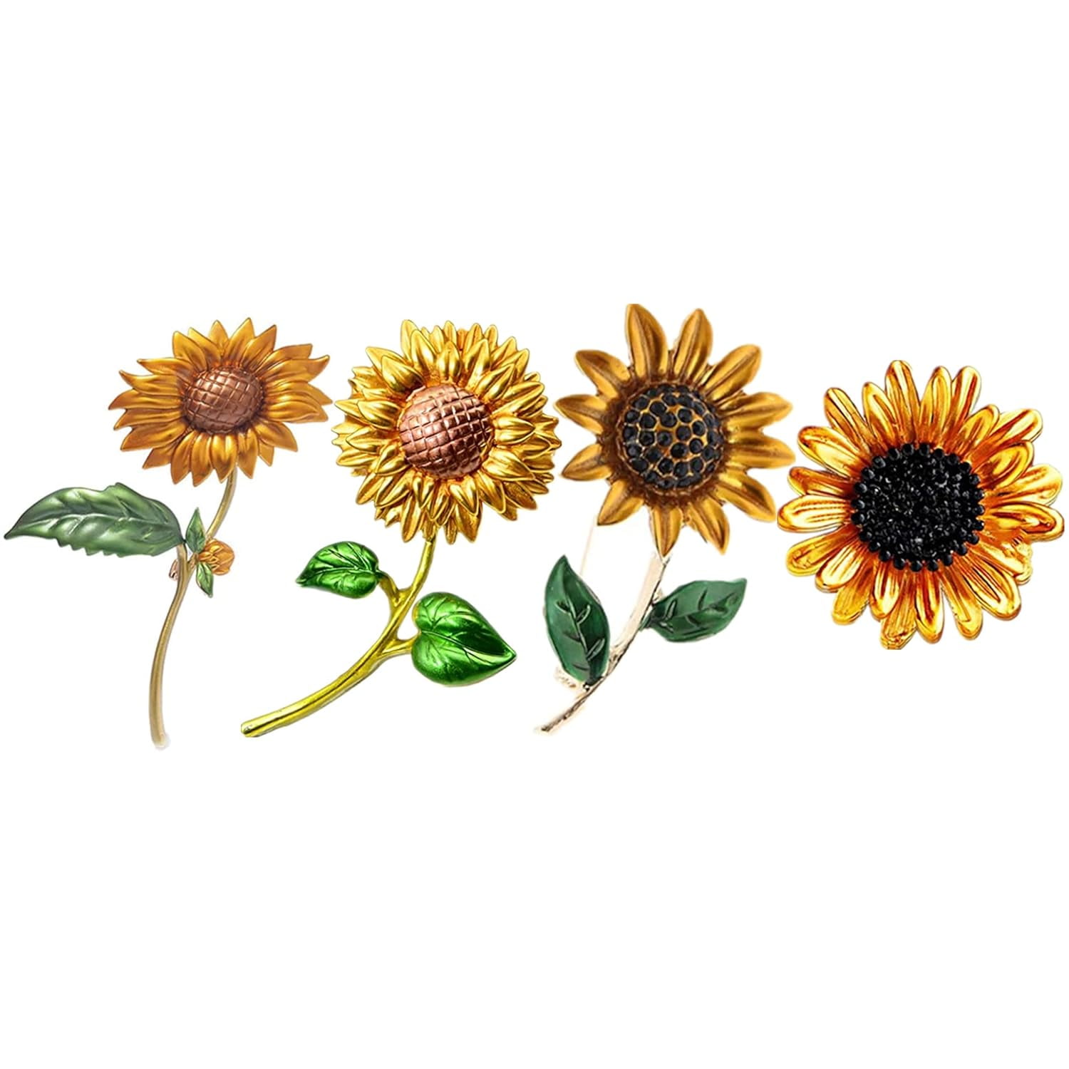 Holzlrgus 4Pcs Sunflower Brooch Pins Daisy Flower Enamel Crystal Lapel ...