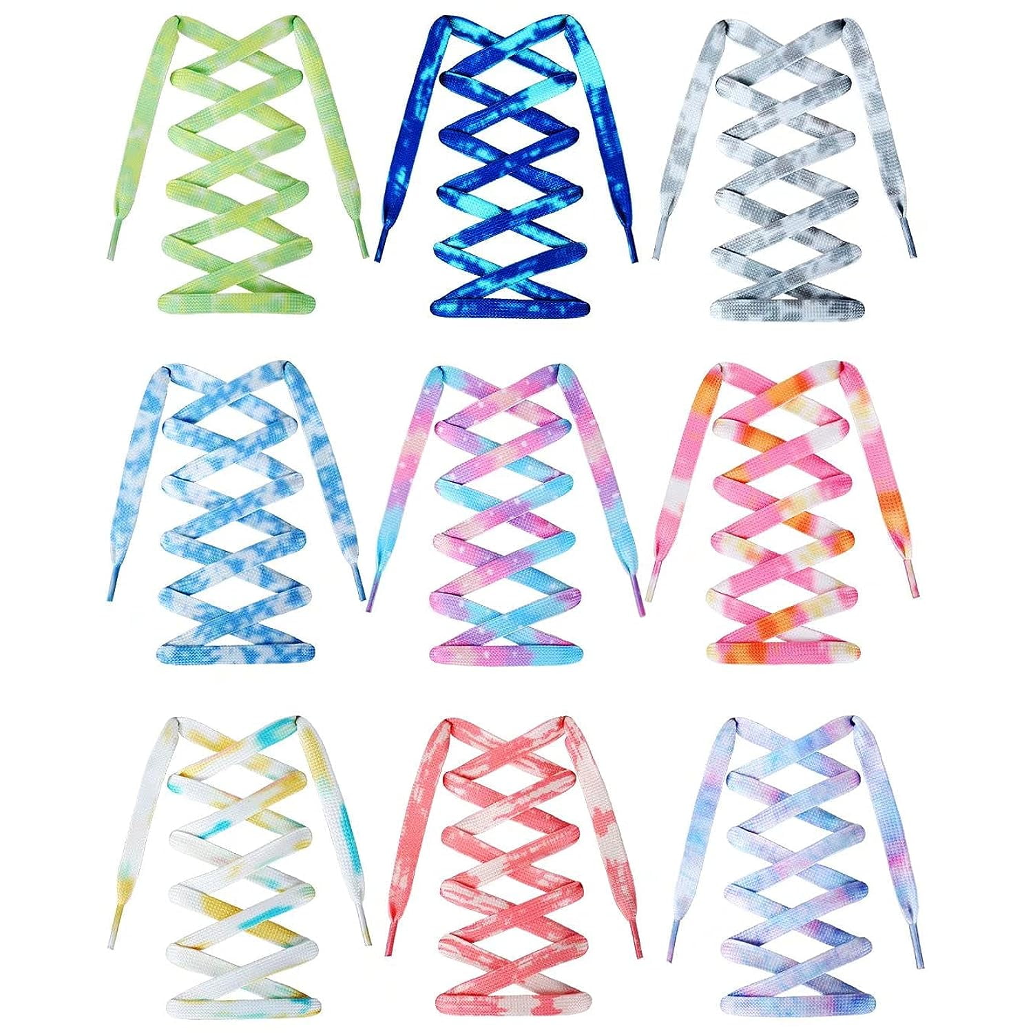 Holzlrgus 9 Pairs Tie Dye Shoelaces Gradient Colors Shoe Laces in for ...