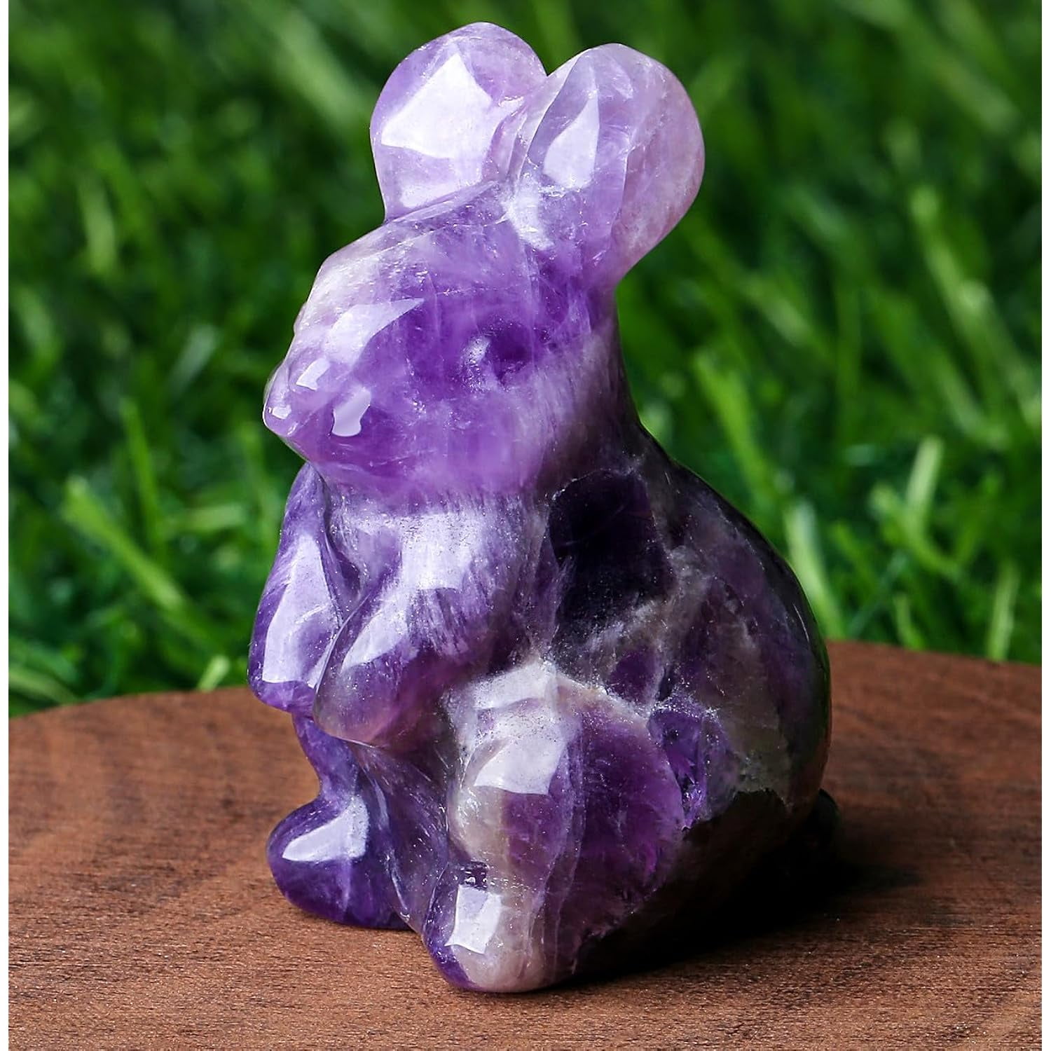 Holzlrgus Amethyst Bunny Decor Crystals Rabbit Statue Pocket Polished ...