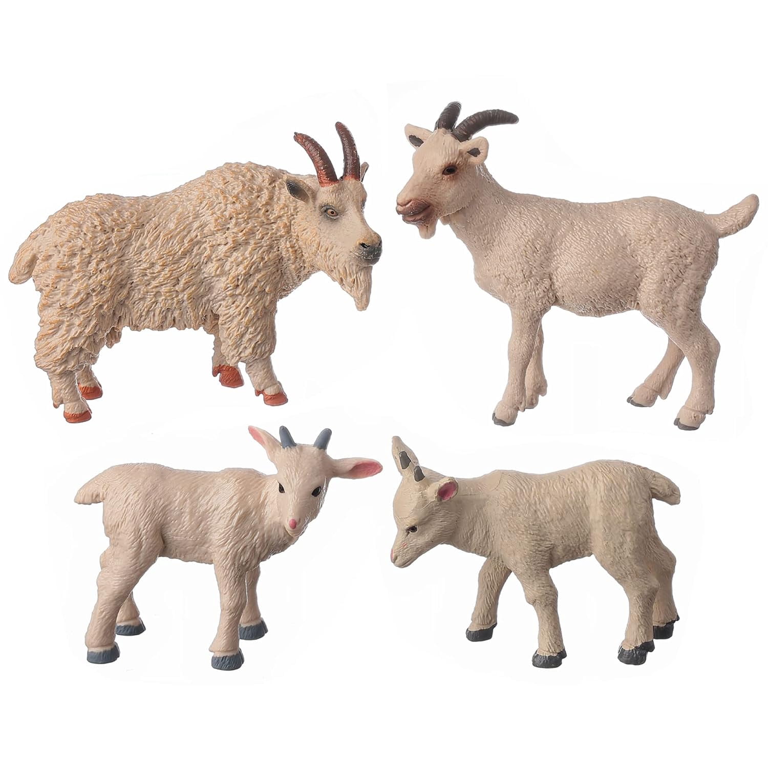 Holzlrgus Animal Figures 4pcs Plastic White Goat Animals Action Model ...
