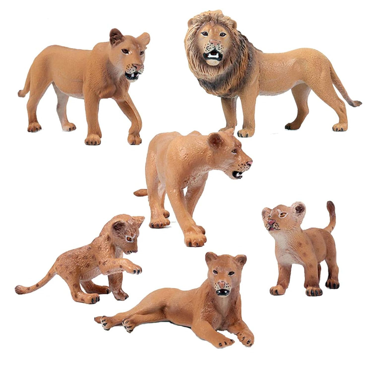 Holzlrgus Animal Figures - 6pcs Realistic Lions Action Model - Plastic ...
