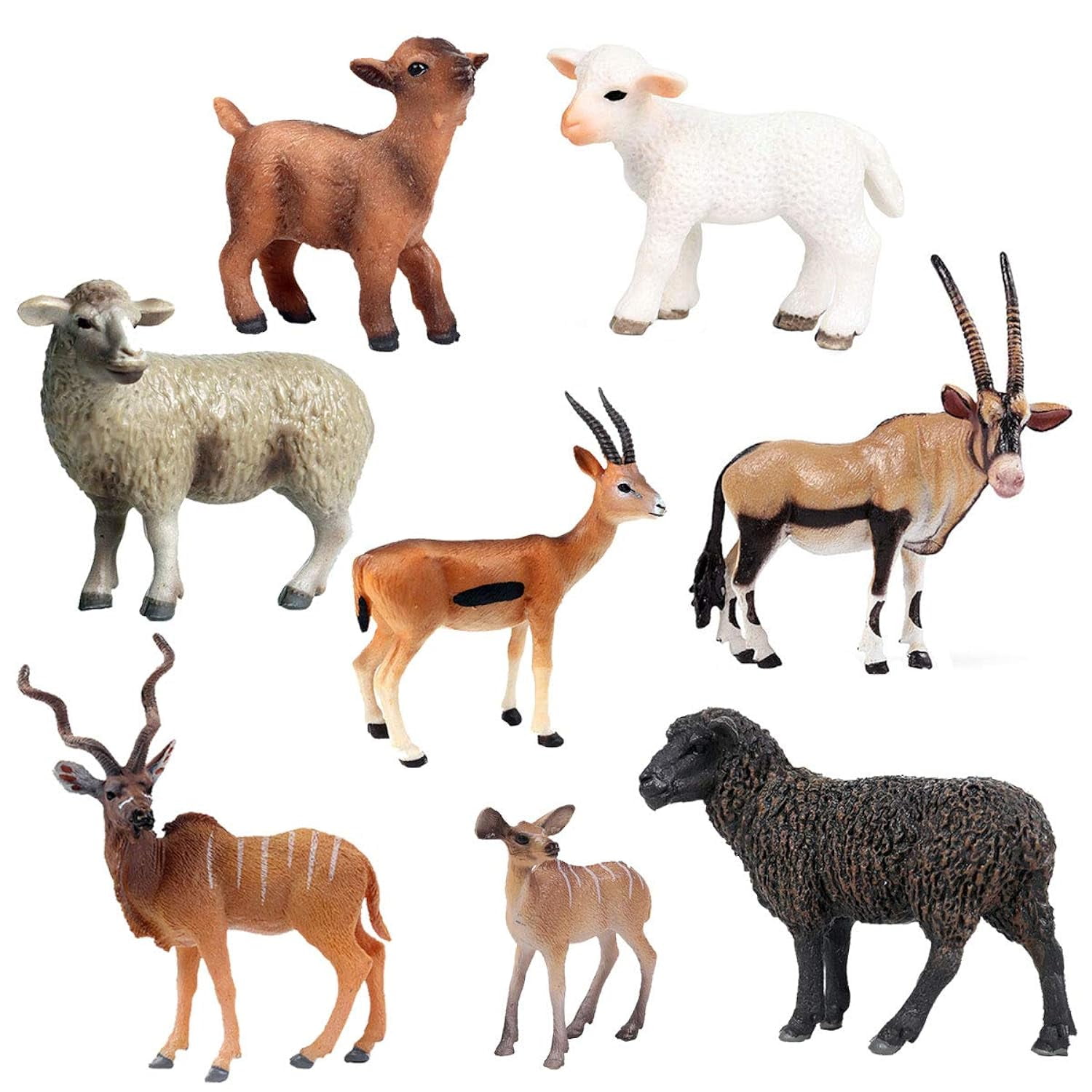 Holzlrgus Animal Figures 8 pcs Realistic Plastic Sheep Figurines Set ...