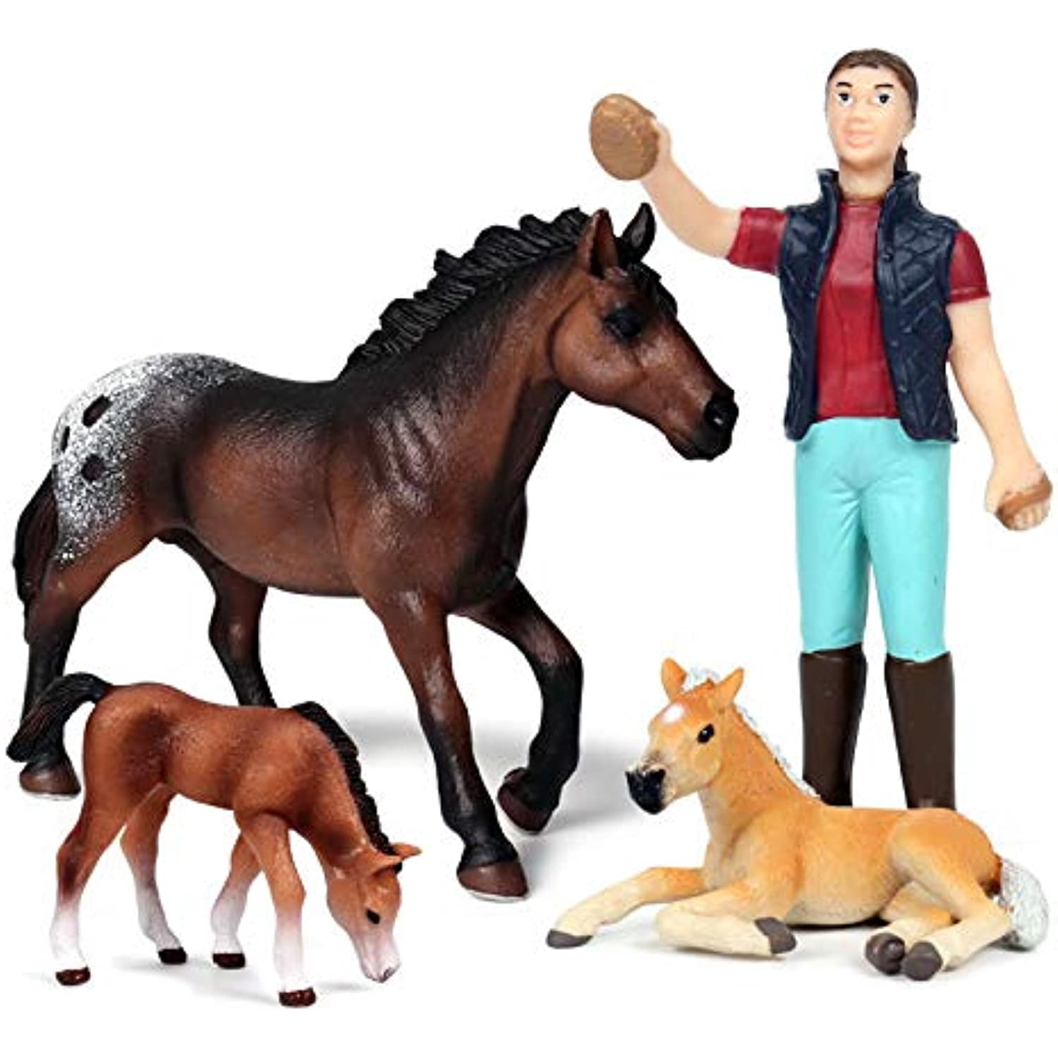 Holzlrgus Animal Keeper with Farm Animals Figurines Simulated Farm ...