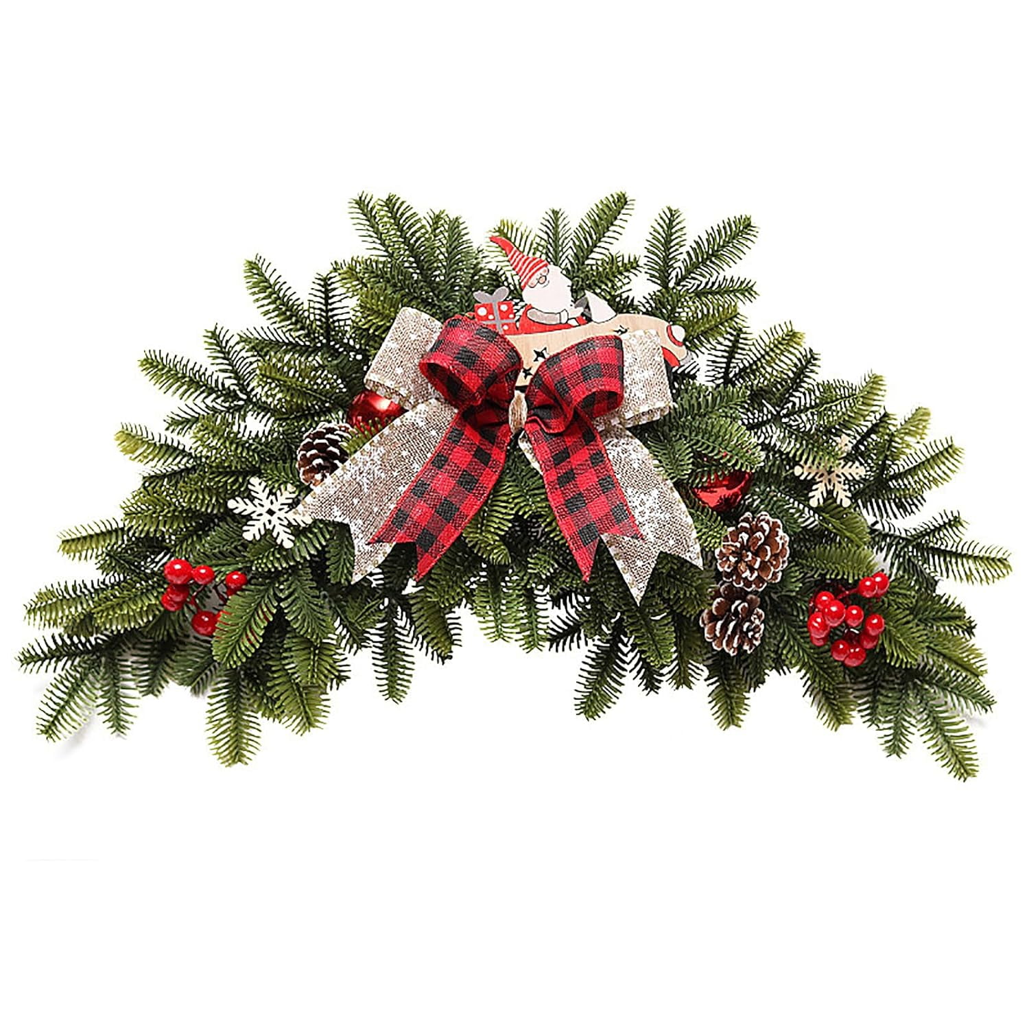 Holzlrgus Artificial Christmas Swag, 21.6inch Winter Pine Needles Swag ...