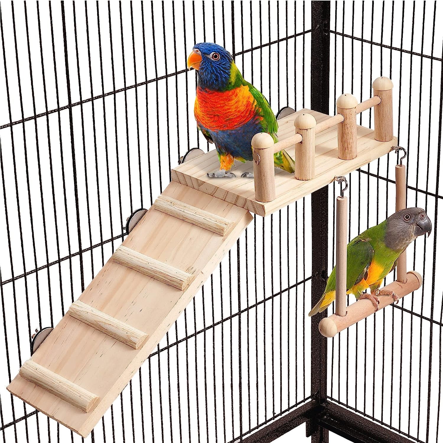 Holzlrgus Bird Playground: Perches, Swing, Ladder, Cage Accessories for ...