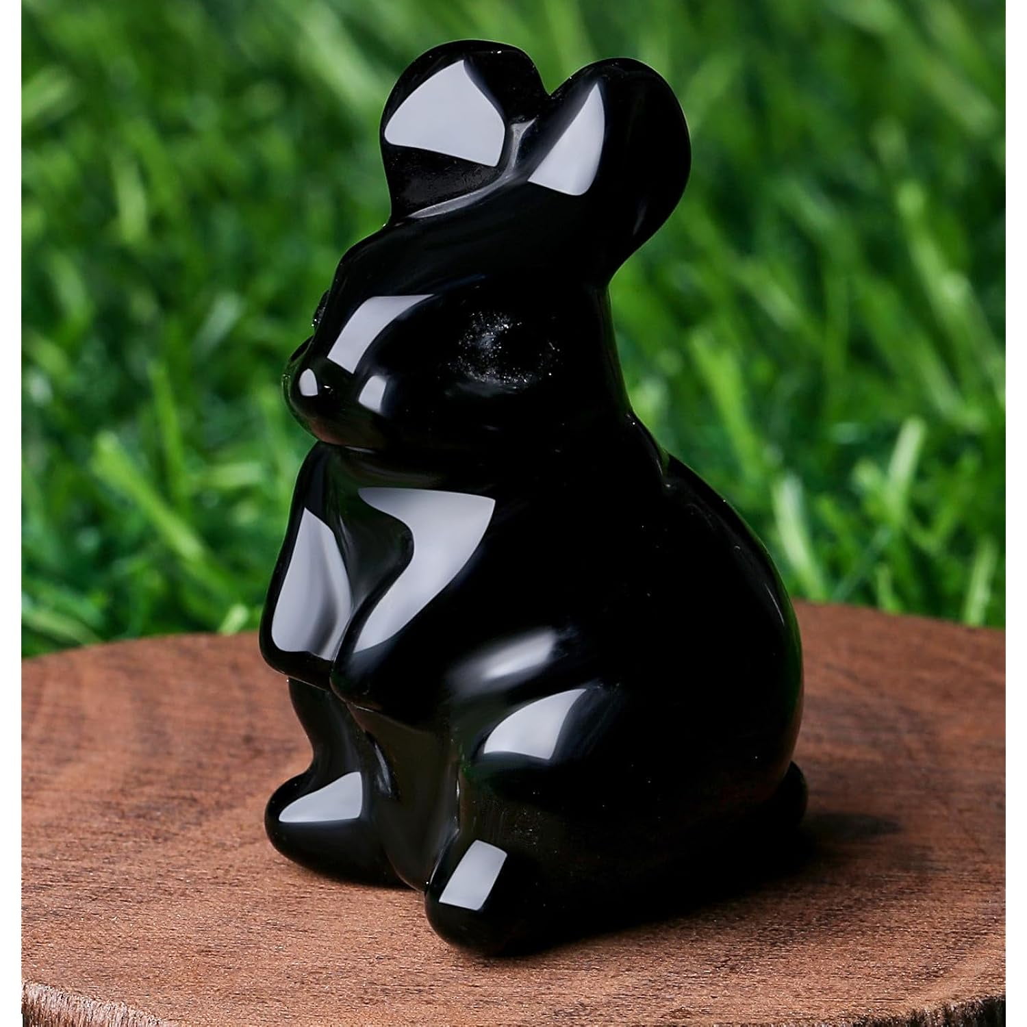 Holzlrgus Black Obsidian Bunny Decor Crystals Rabbit Statue Pocket ...