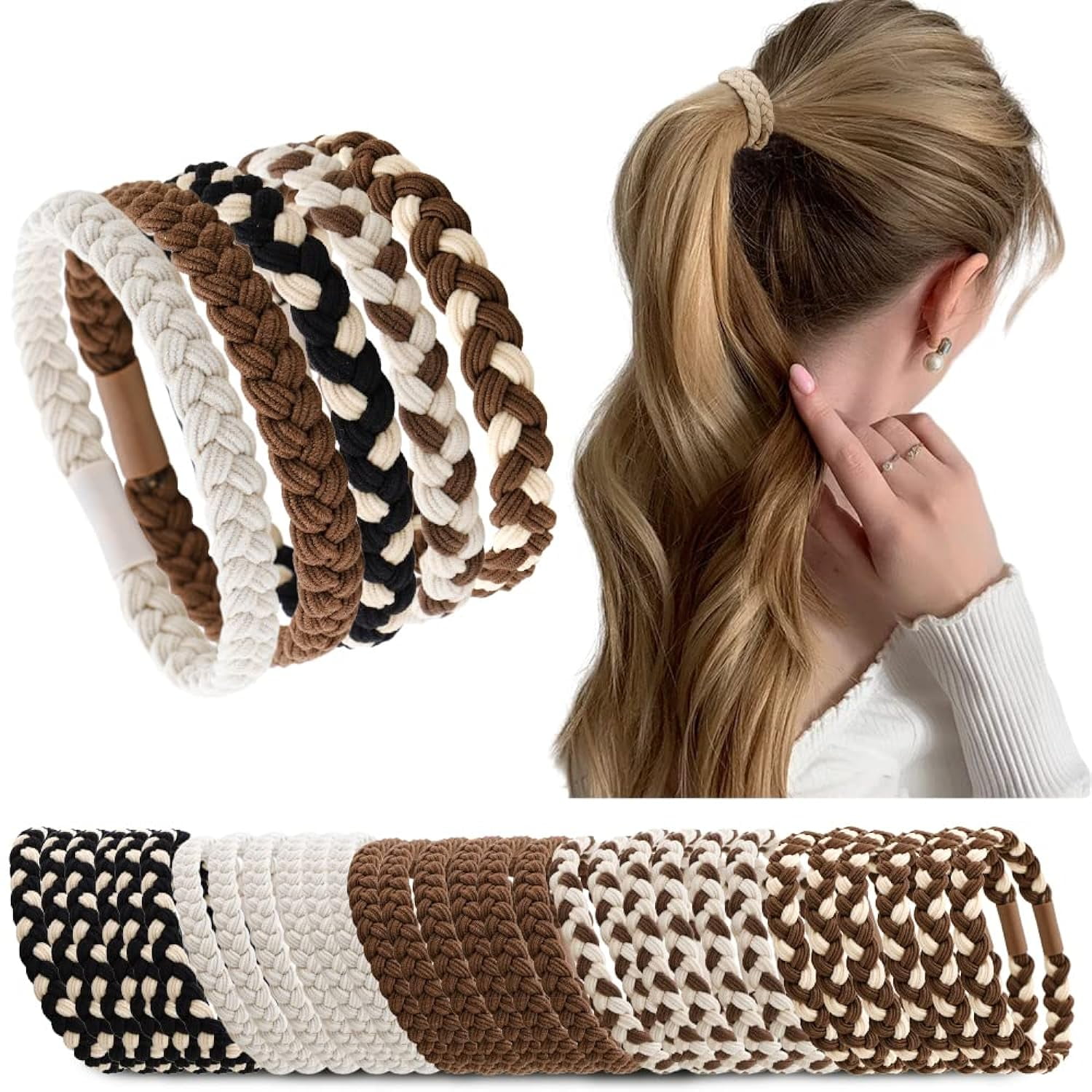 Holzlrgus Braided Hair Ties Ponytail Holders 30Pcs Elastic Hair Bands ...
